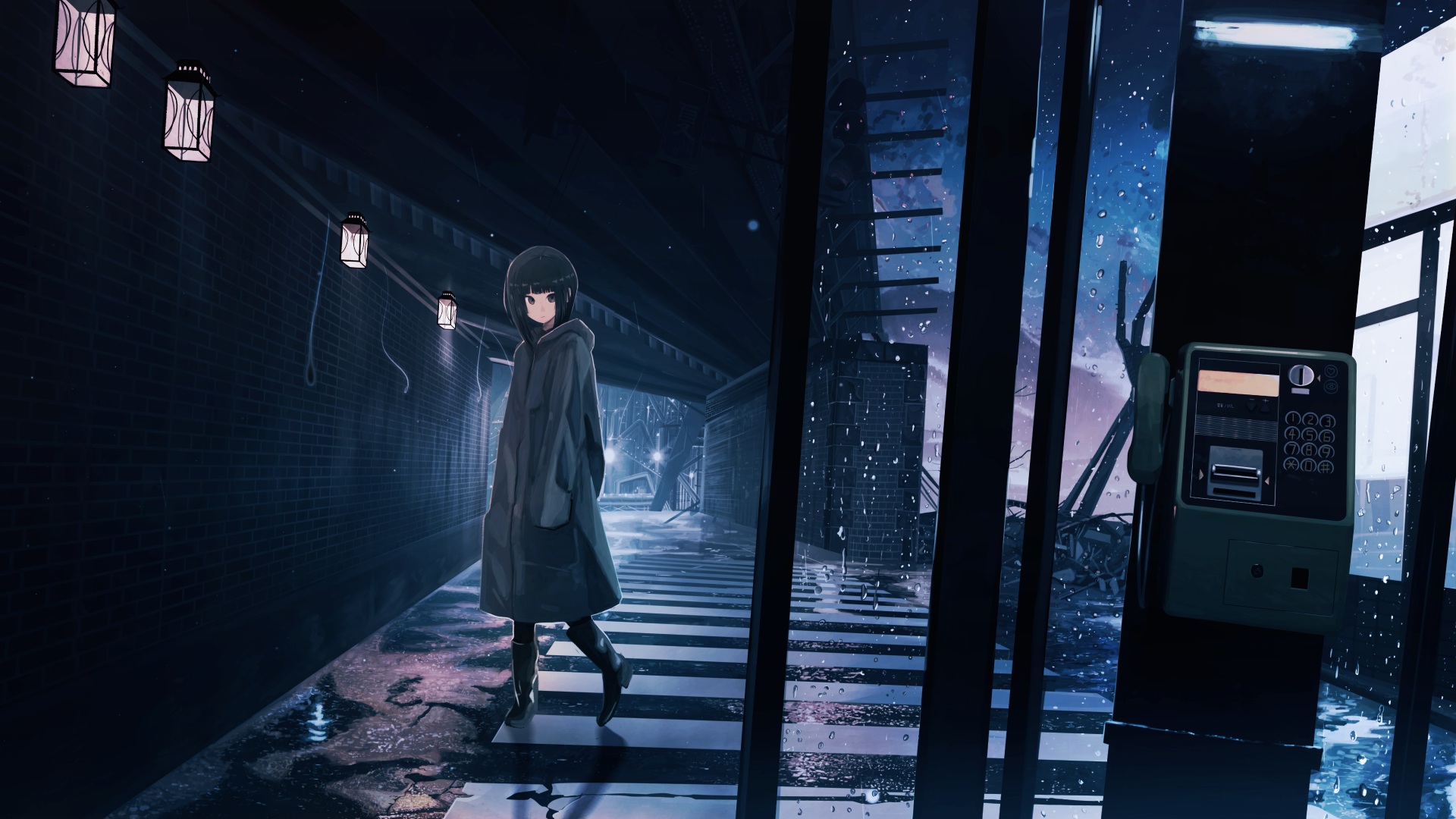 Original Anime Night Rain – HD Wallpaper Magic by banishment