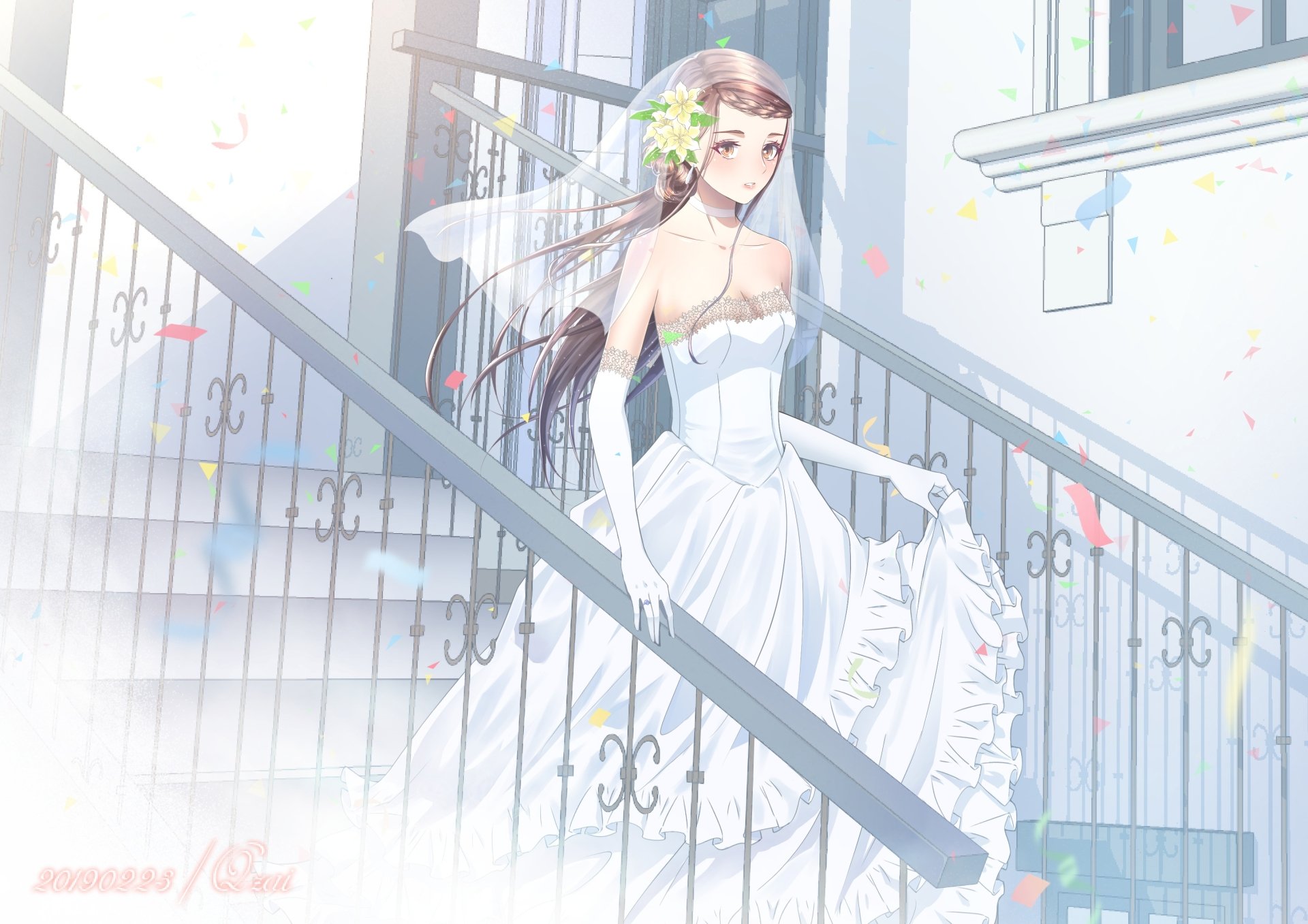 Download Wedding Dress Bride Anime Original HD Wallpaper by Q仔
