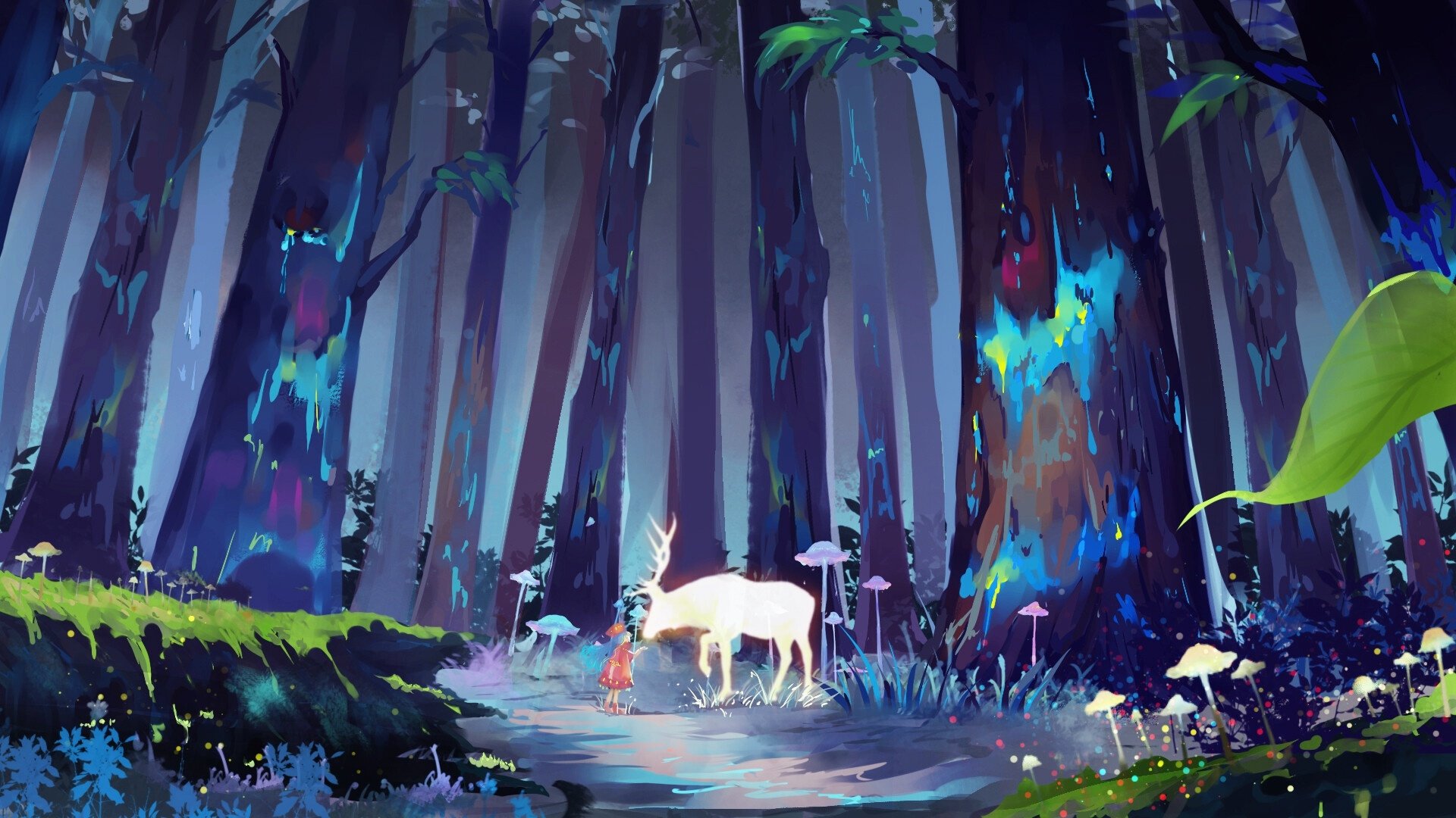 Download Forest Fantasy Deer HD Wallpaper | 1920x1080 | Wallpaper Abyss
