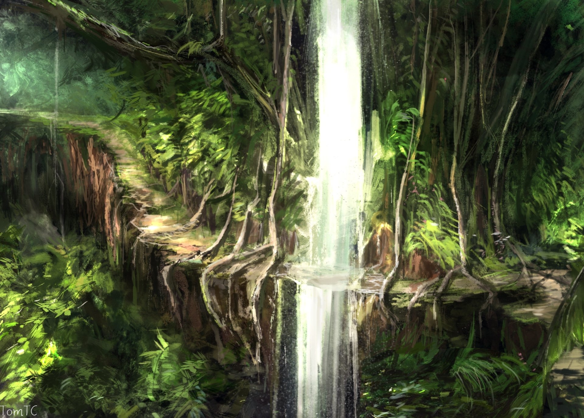 Download Fantasy Waterfall HD Wallpaper by Tommy Chandra