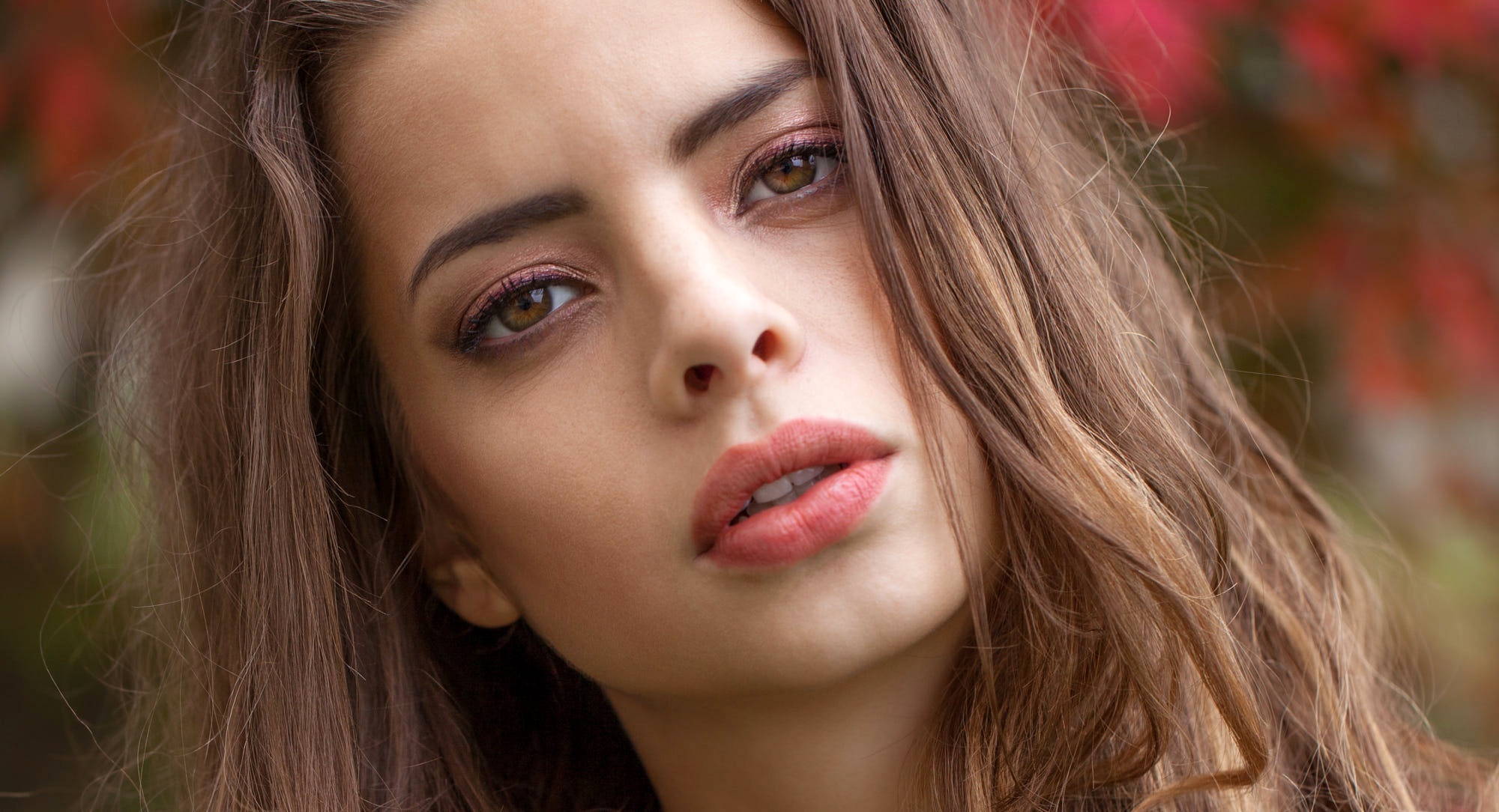 Download Brunette Hazel Eyes Model Woman Face HD Wallpaper