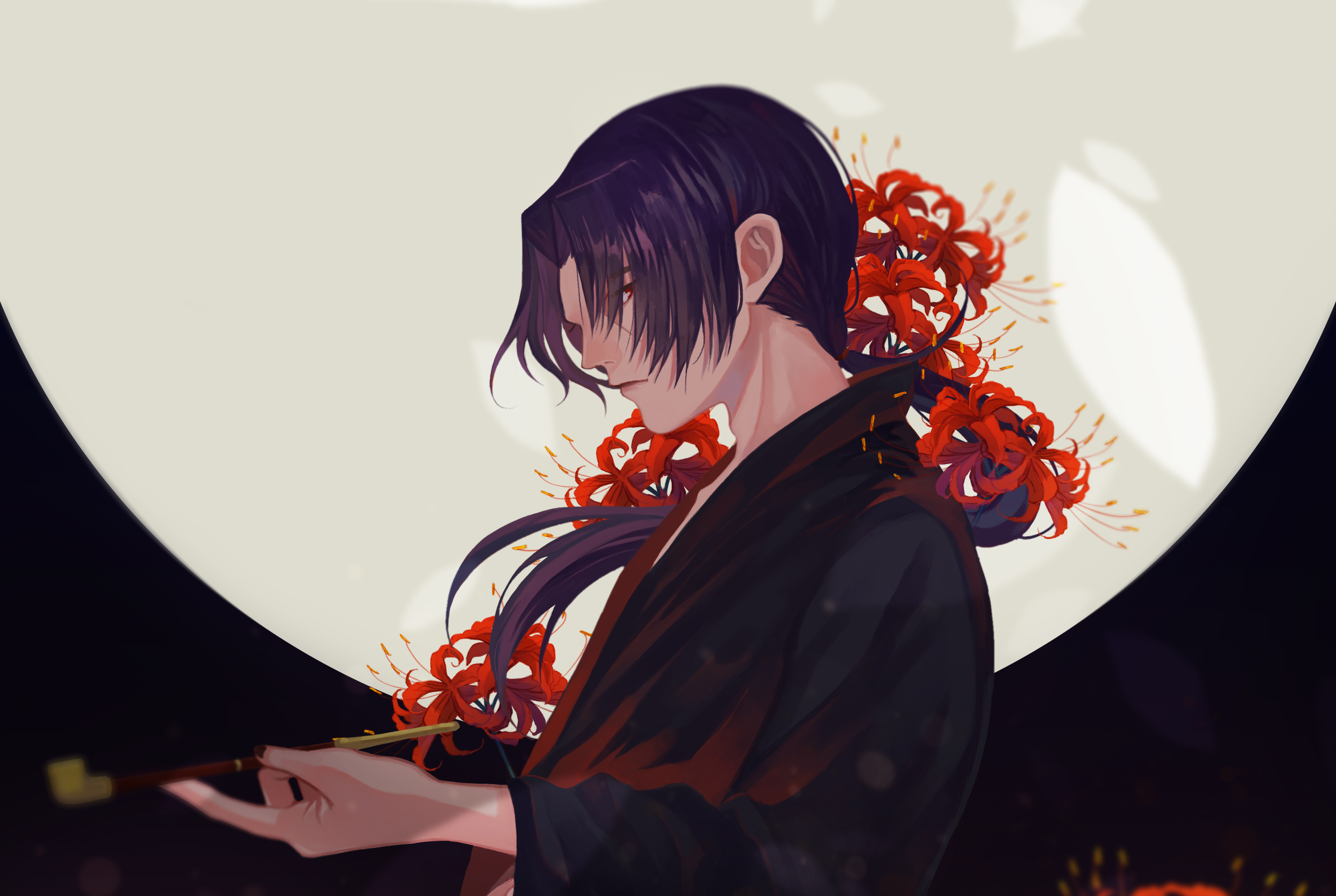 Download Night Moon Flower Itachi Uchiha Anime Naruto Anime Night HD ...