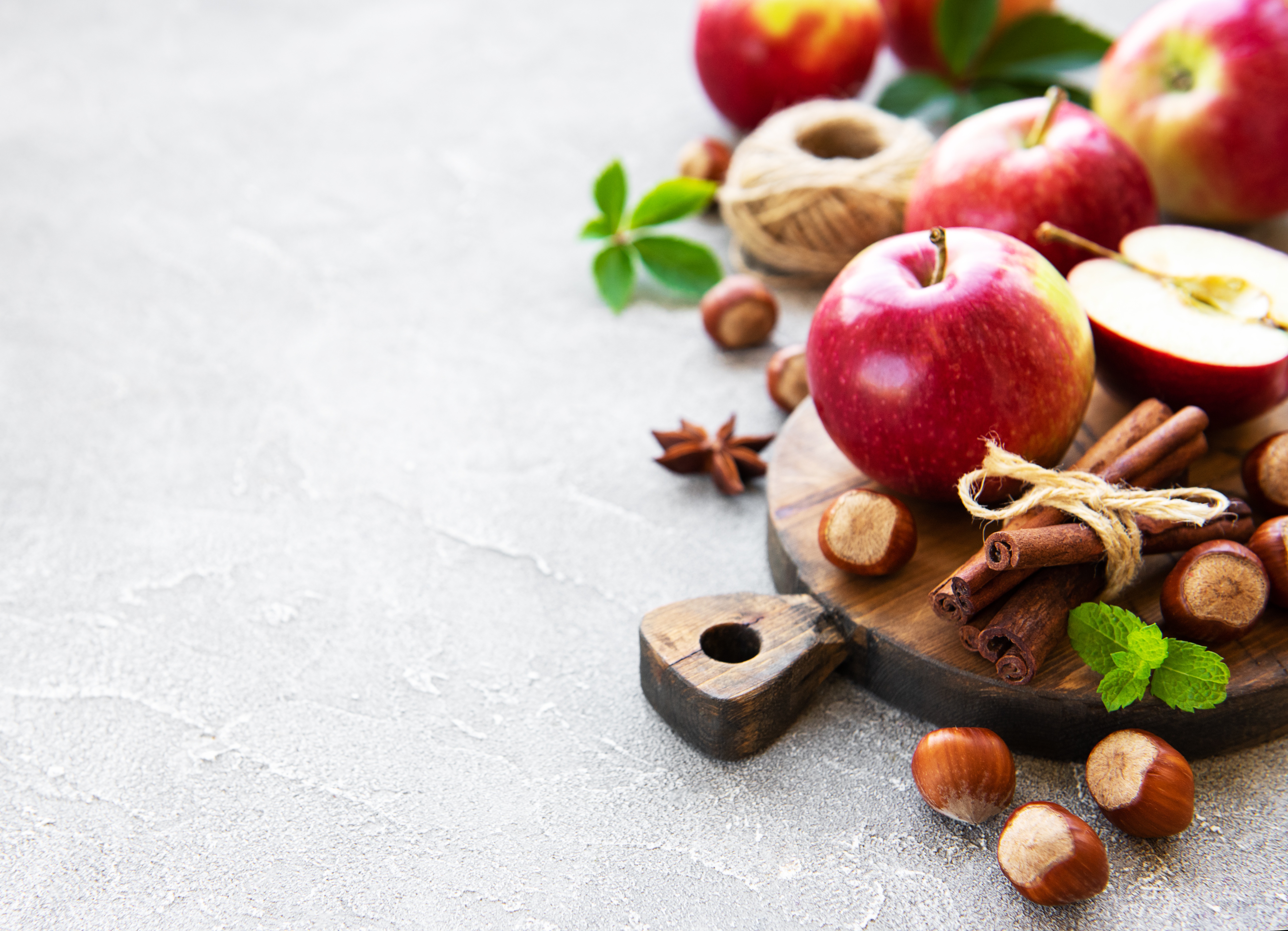 Download Still Life Hazelnut Cinnamon Food Apple 4k Ultra HD Wallpaper