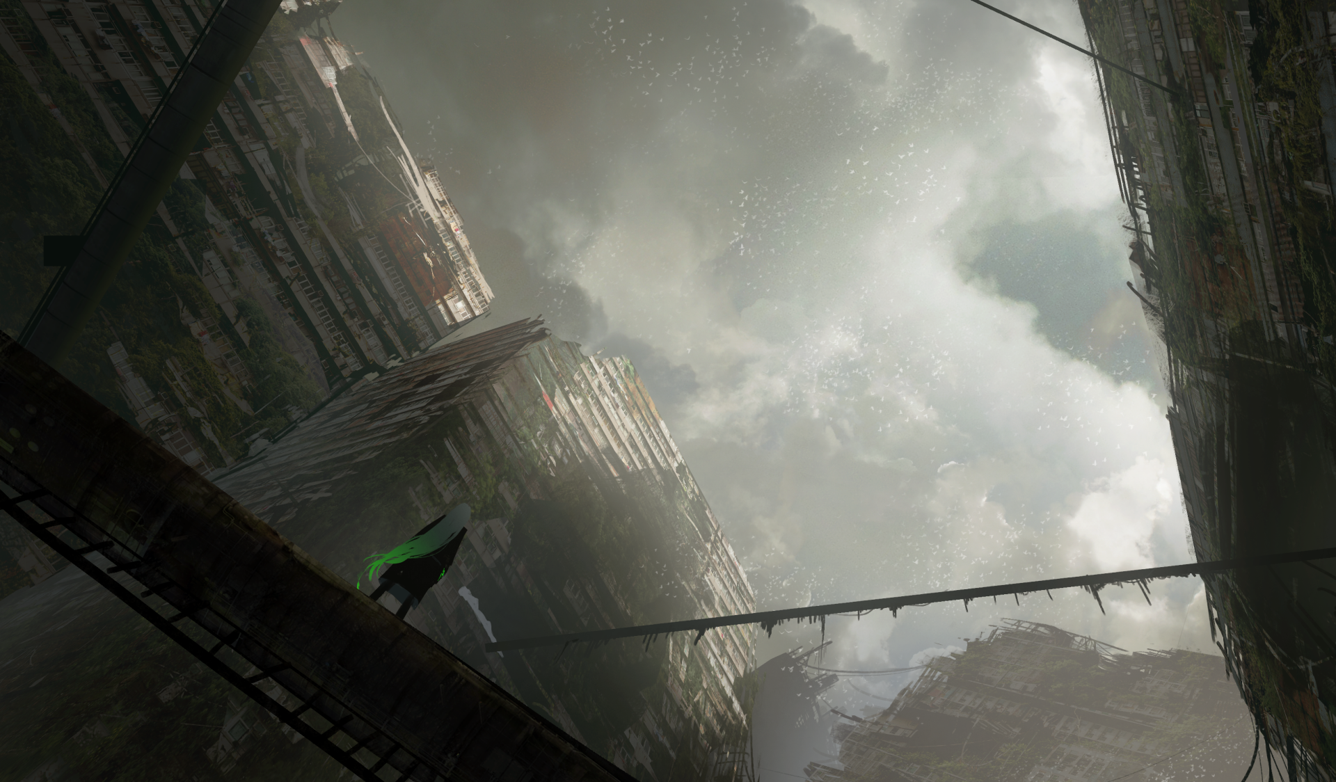 Serene Skyscrapers: Anime Landscape HD Wallpaper by あすてろid | 3200x1874 ...