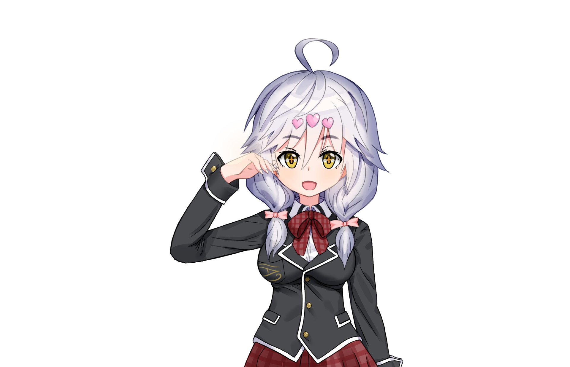 Download School Uniform Yellow Eyes White Hair Yui Kurata Anime Trinity ...