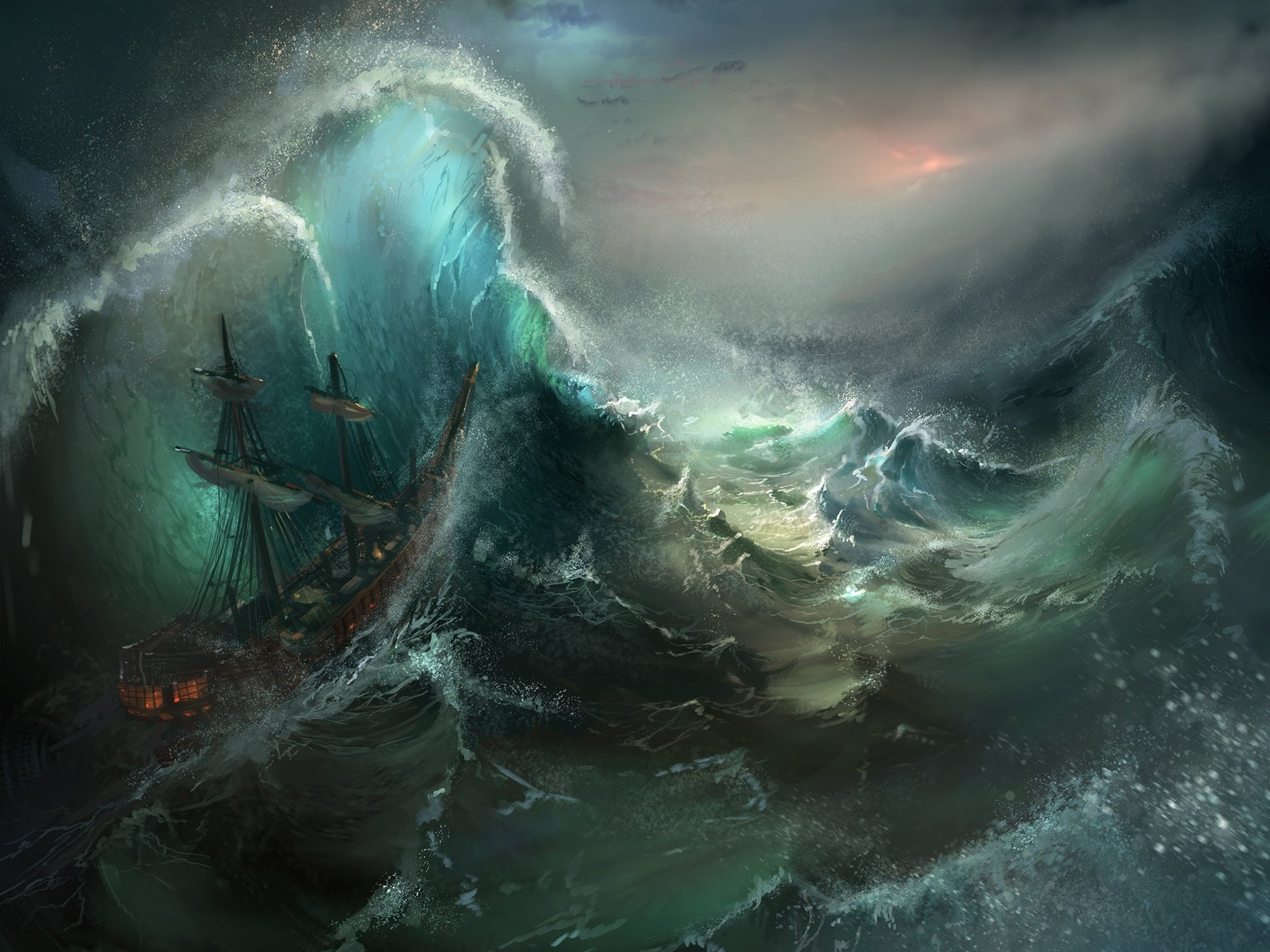 Epic Fantasy Voyage: Stormy Seas HD Wallpaper by Tysen Johnson