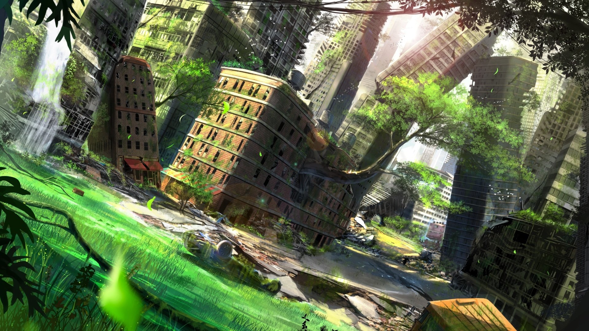 Post-Apocalyptic Anime: Nature Reclaims the Ruined Cityscape HD ...