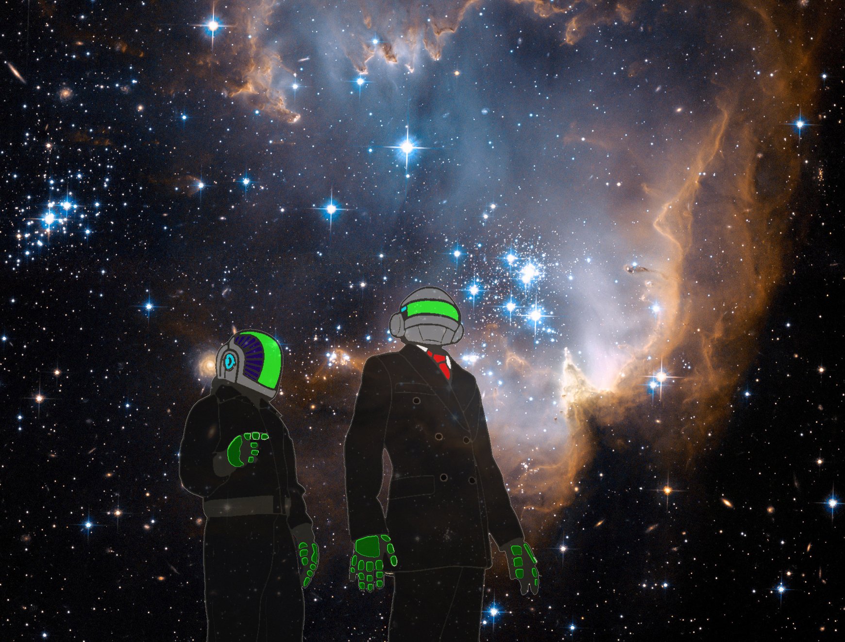 Cosmic Beats: Daft Punk HD Wallpaper in Nebula Space