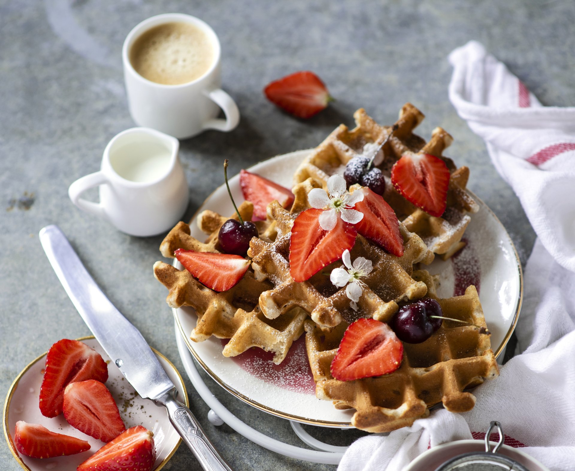 Download Still Life Breakfast Fruit Berry Strawberry Coffee Food Waffle ...