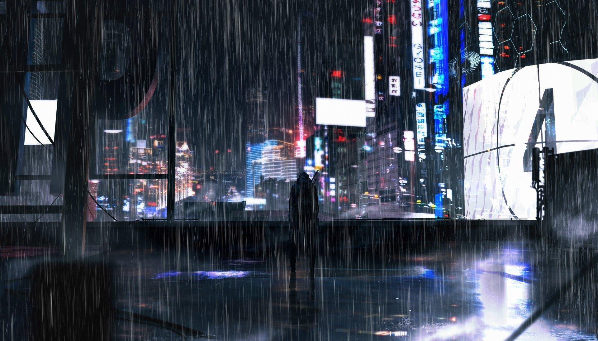 Neon Rain: Futuristic Sci‑Fi City at Night (HD Wallpaper)