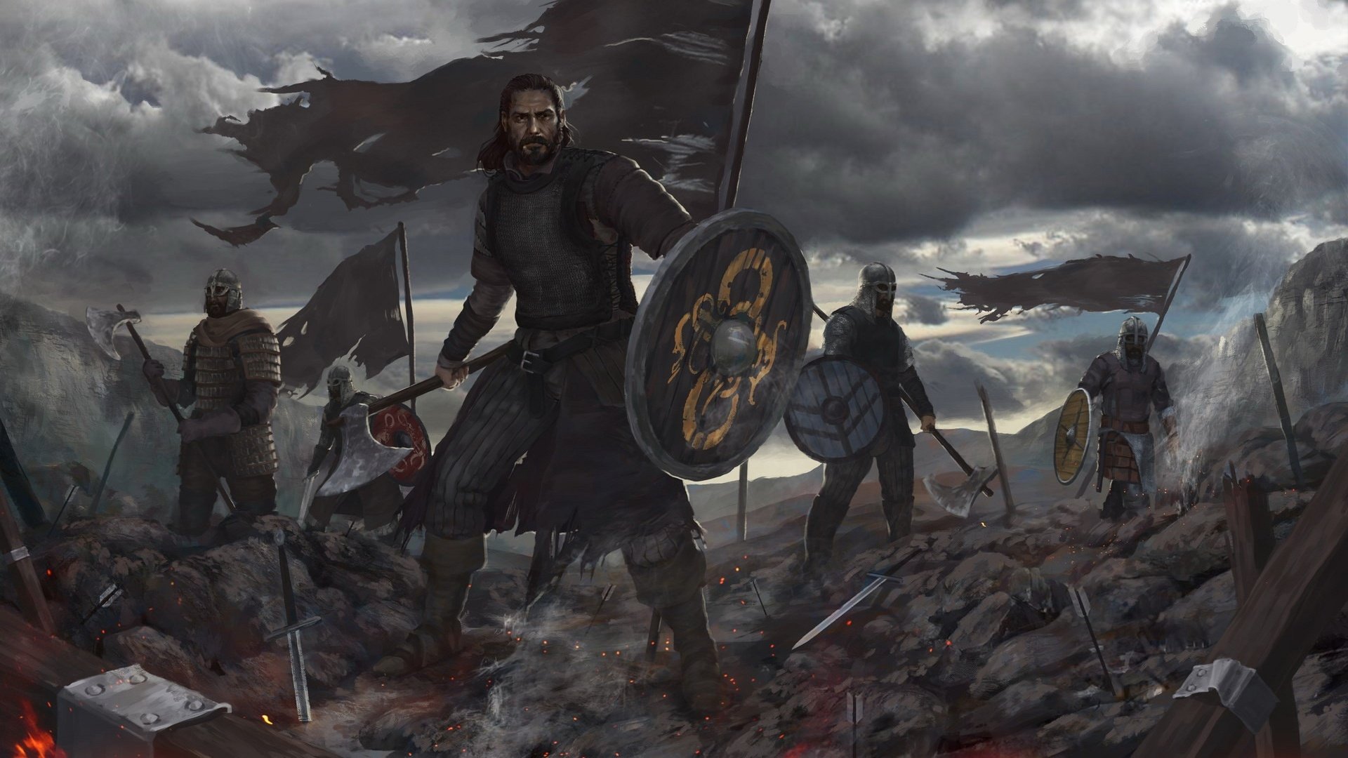 Viking Warriors' Shieldwall: Epic Fantasy Battle HD Wallpaper by Alex ...