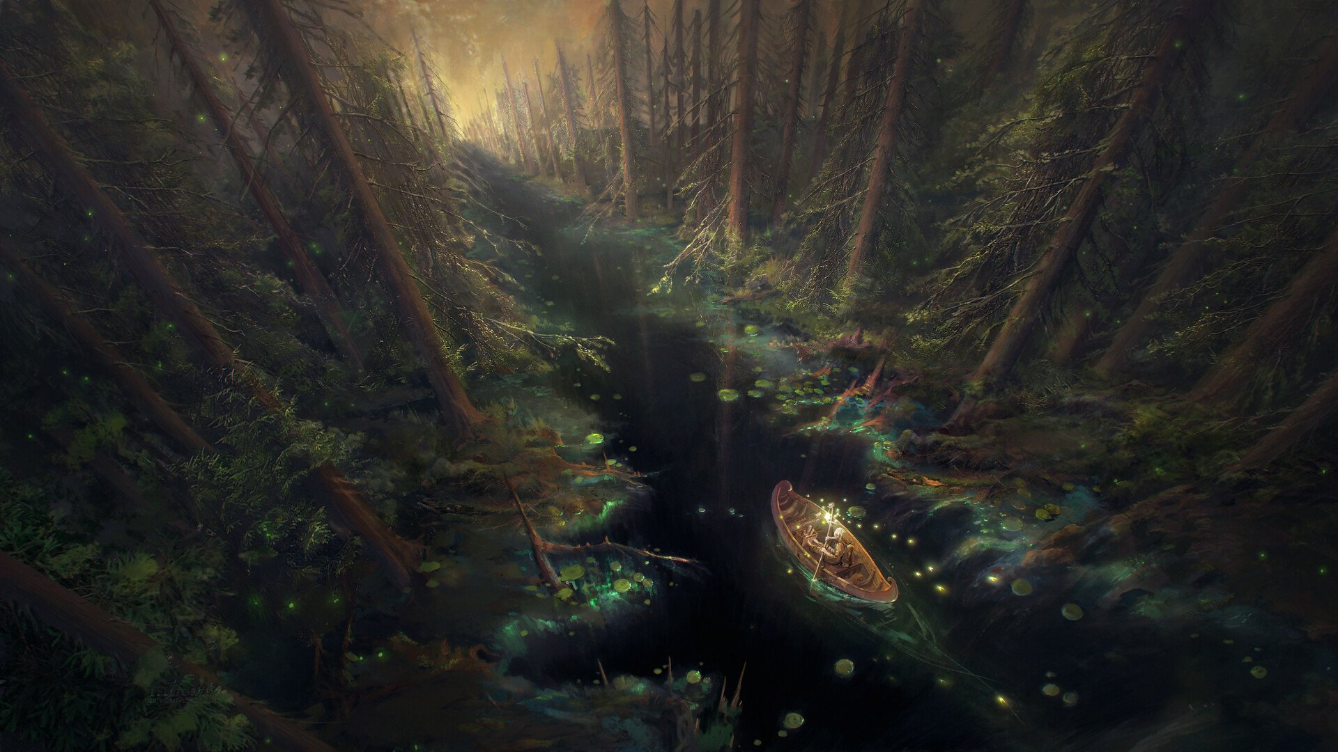 Fantasy River Adventure: A Captivating HD Wallpaper by Zhenjun Song