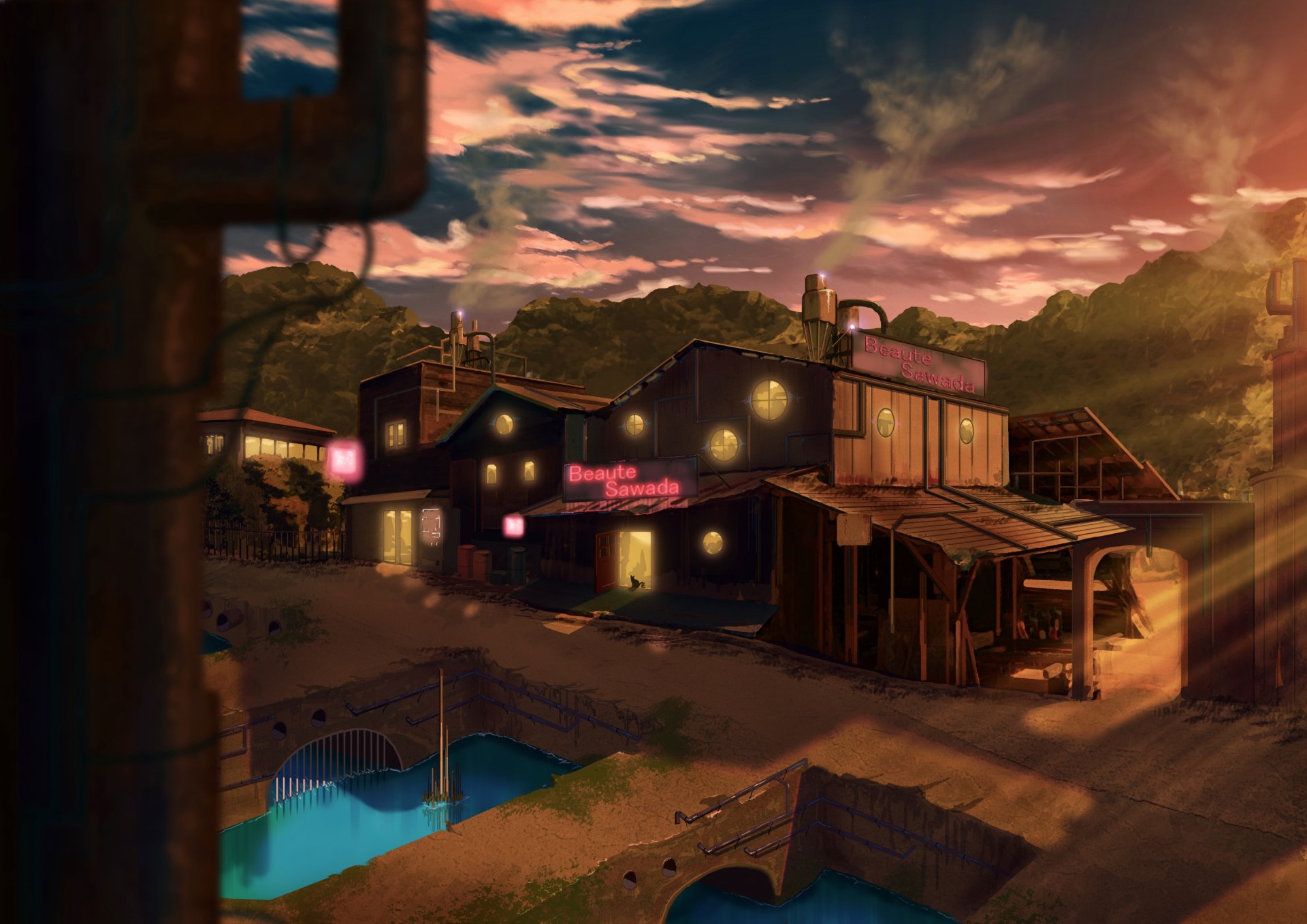 Anime Building HD Wallpaper by スマッシャーT_T