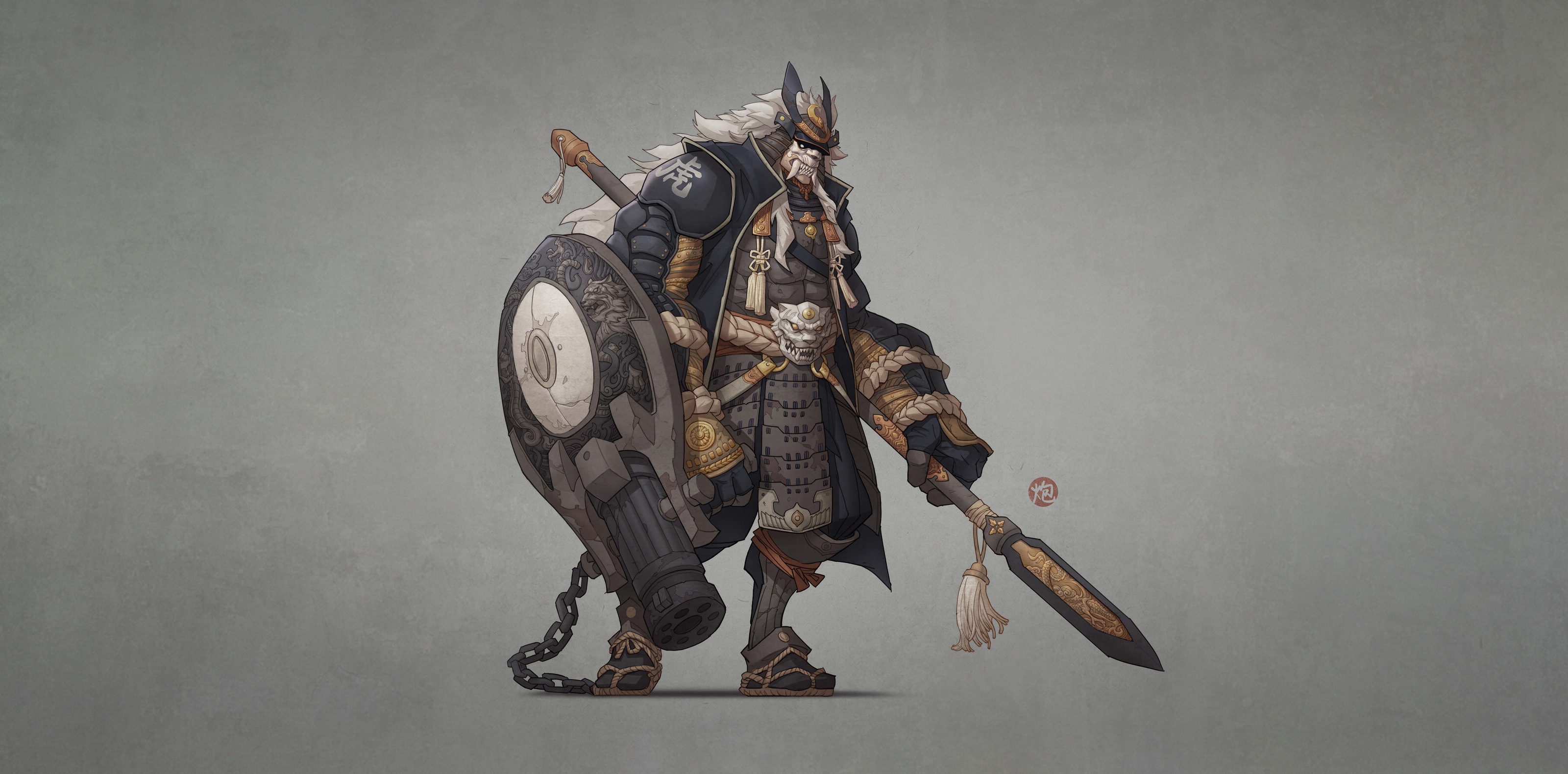 Download Spear Shield Mask Warrior Fantasy Samurai Fantasy Warrior HD ...