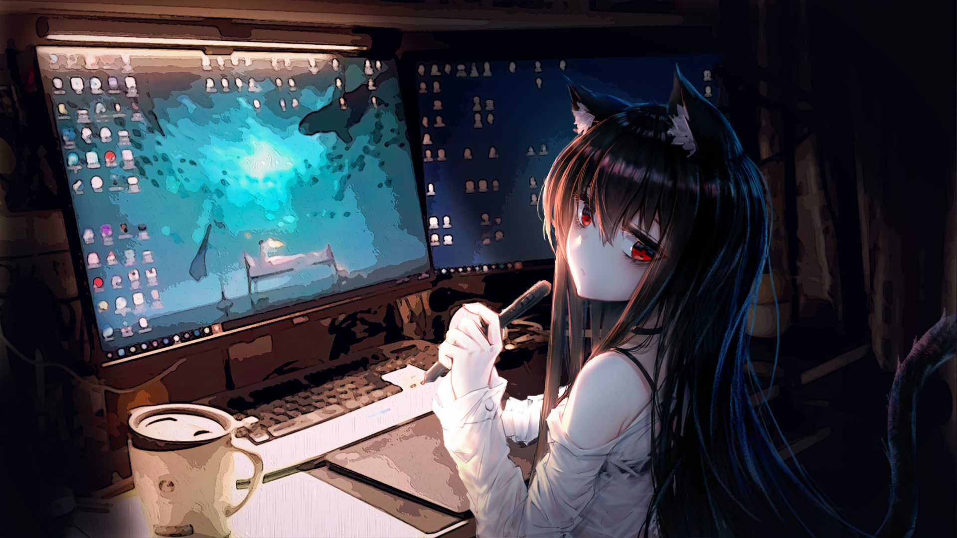 Night Tech Fantasy - HD Anime Wallpaper by 醒爷