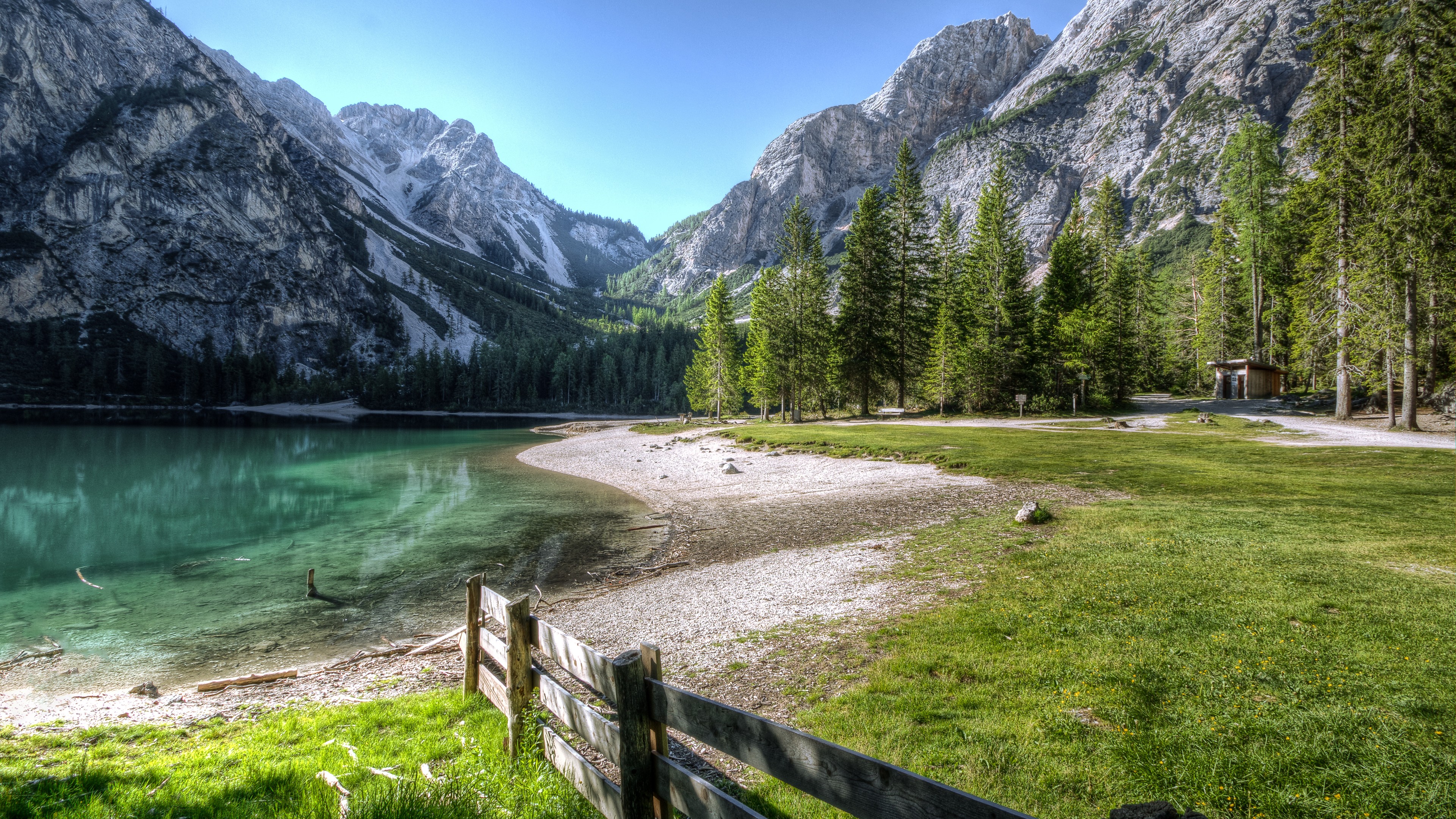 Download Fence Nature Lake 4k Ultra HD Wallpaper
