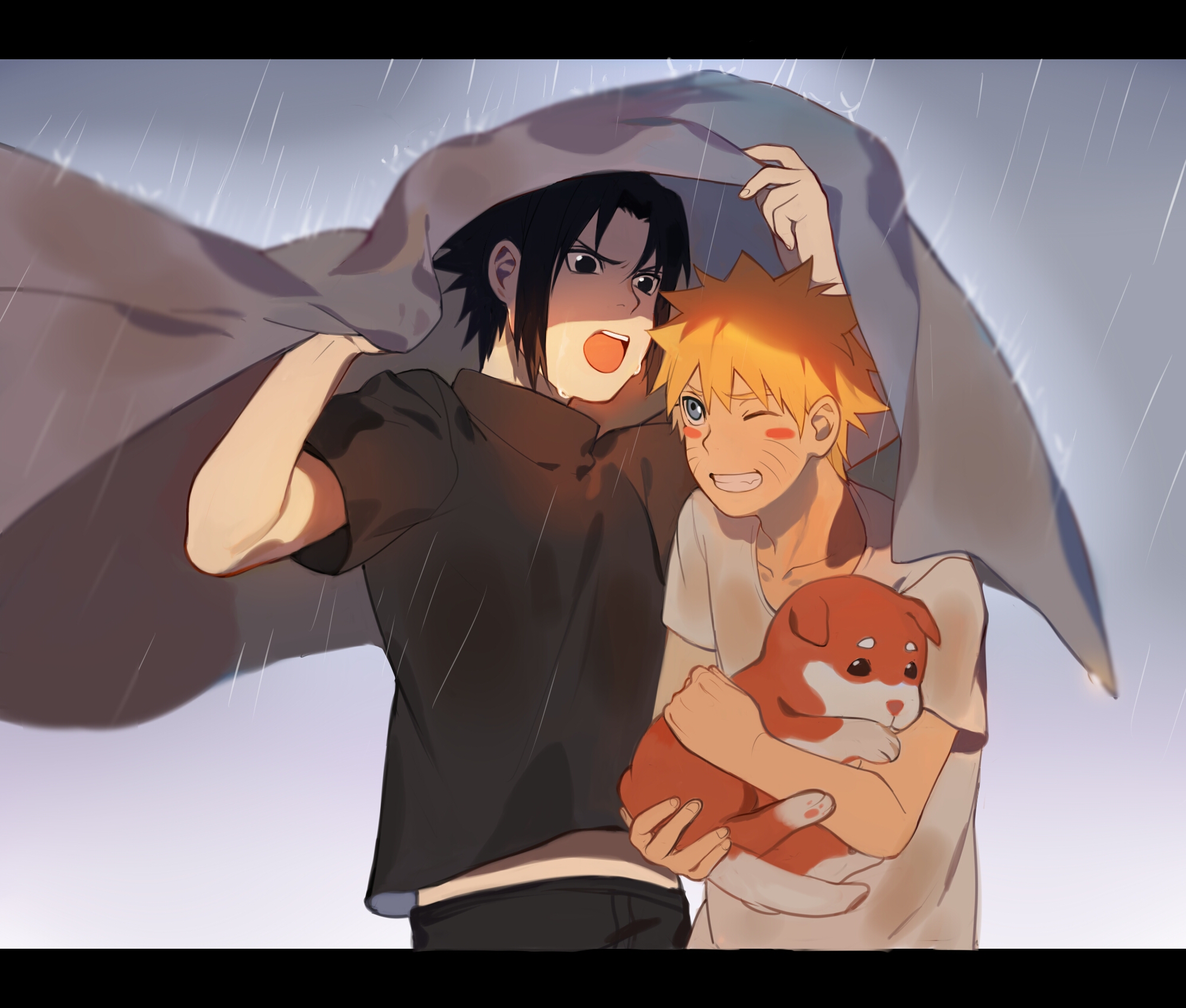 Download Dog Naruto Uzumaki Sasuke Uchiha Anime Naruto HD Wallpaper by 茗子
