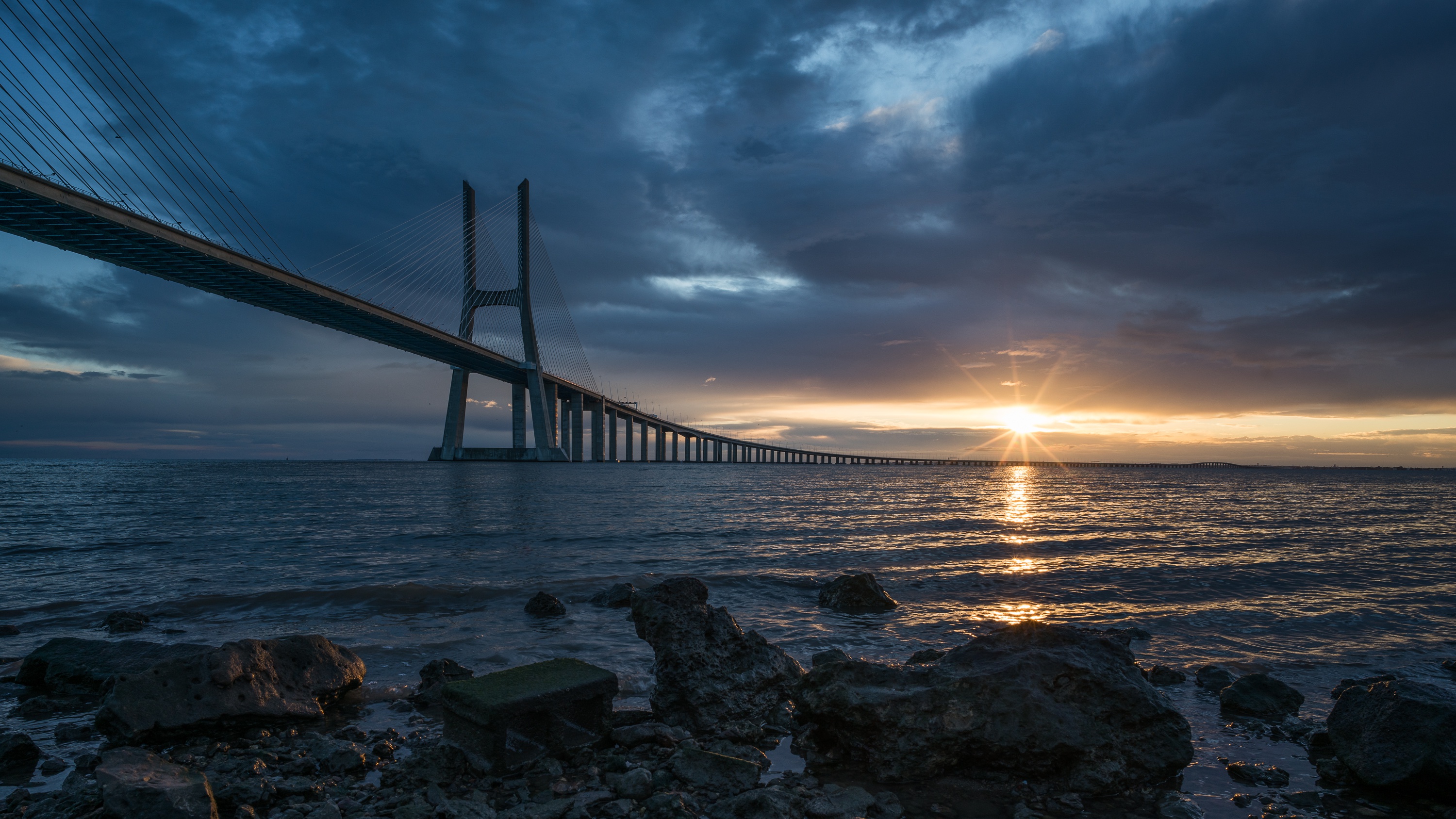 Vasco da Gama Bridge Sunrise Over Portugal’s Horizon – Stunning HD ...