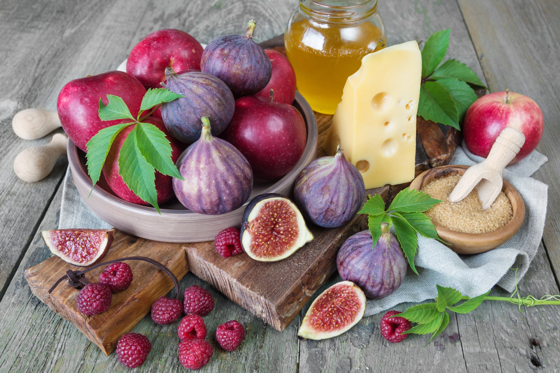 Download Fig Honey Fruit Cheese Apple Raspberry Berry Food Still Life ...