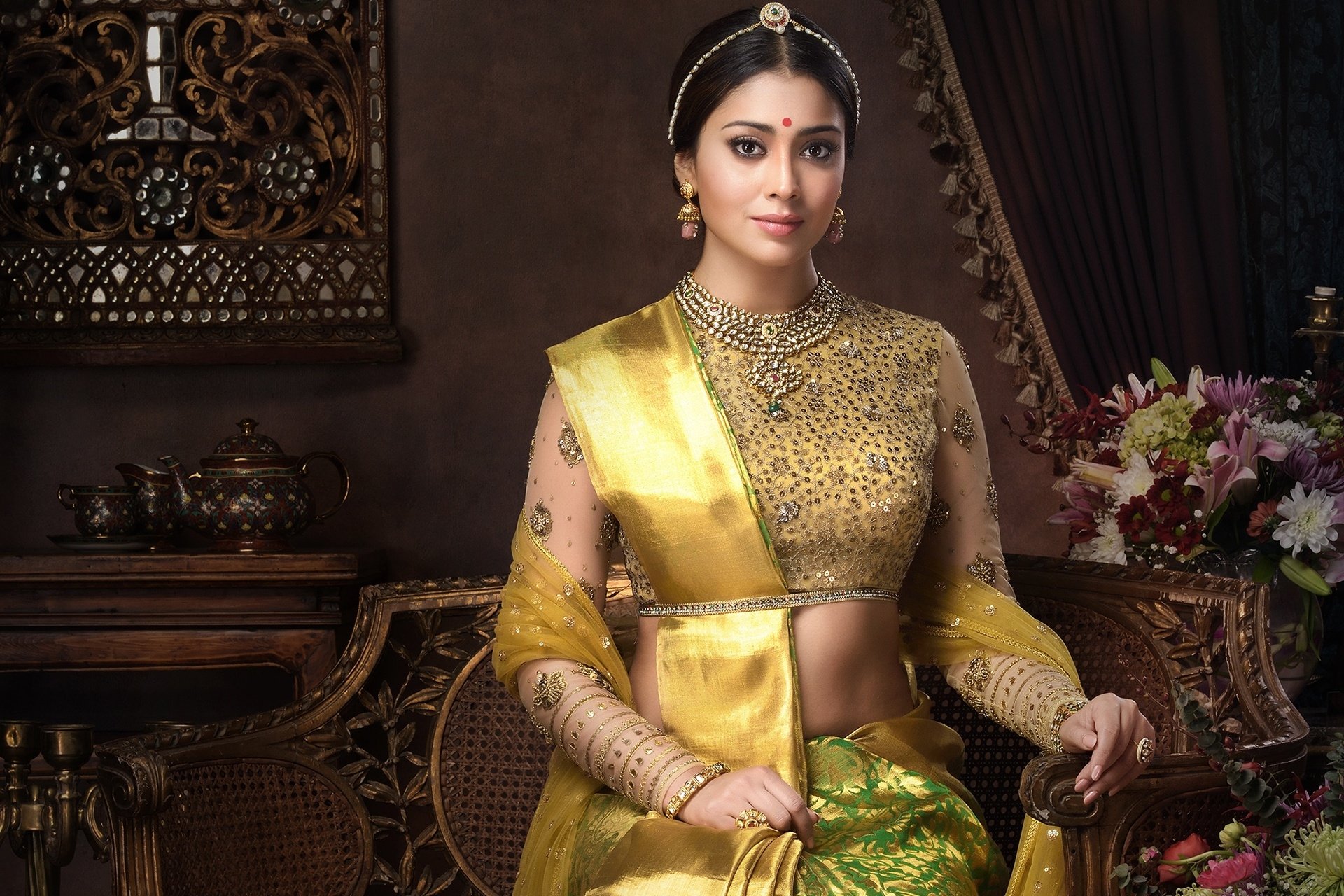 Download Brown Eyes Black Hair Jewelry Necklace Saree Bollywood Actress ...