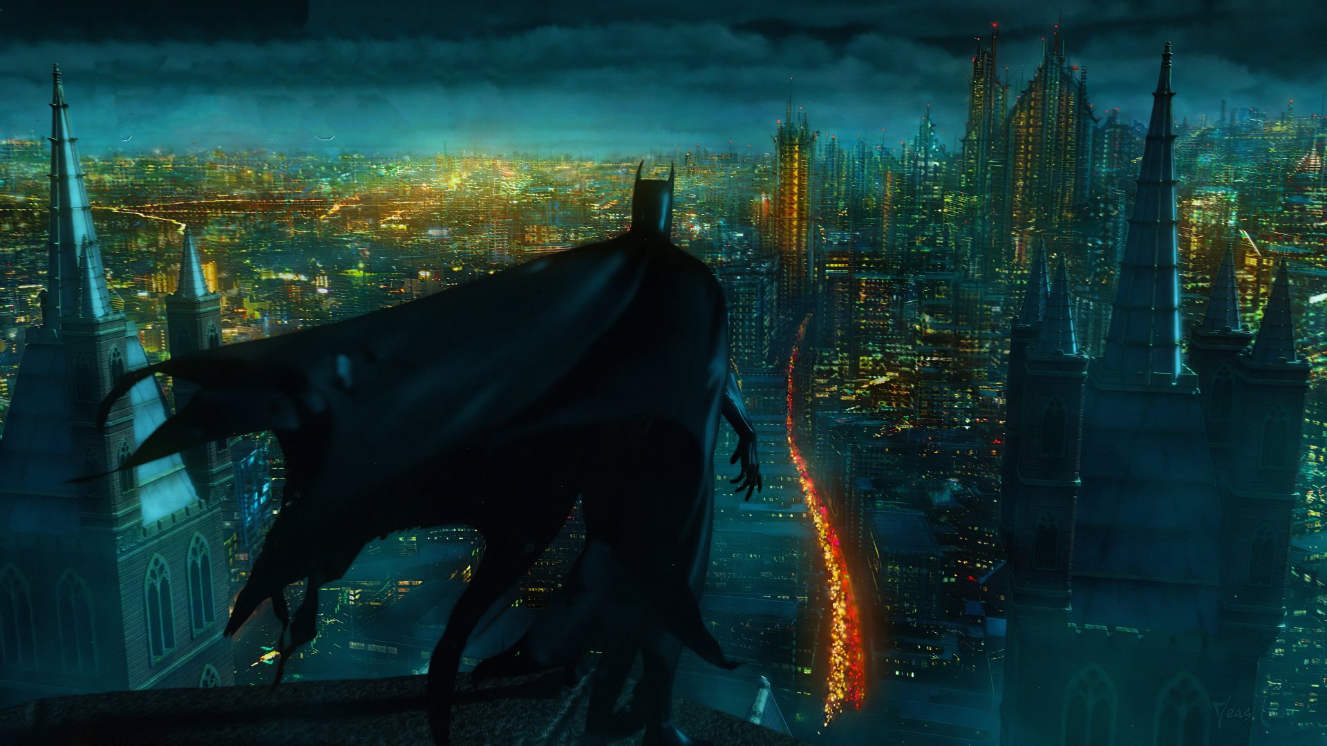 Gotham City Nights: Batman 4K Ultra HD Comic Wallpaper by Meas Agun