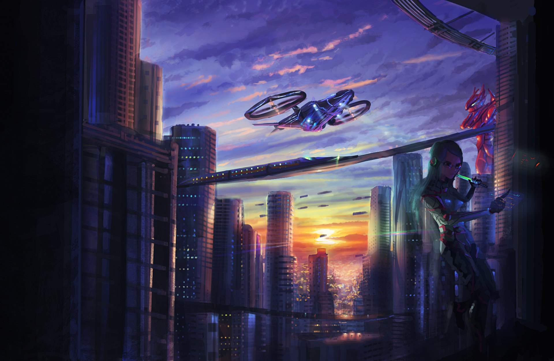 Download Sunset Futuristic Anime Sci Fi Anime Sunset Sci Fi Anime HD ...