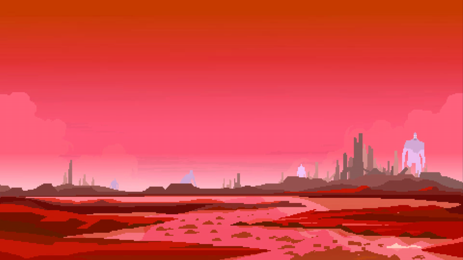 HD Pixel Art Horizon: Vibrant Artistic Landscape Wallpaper