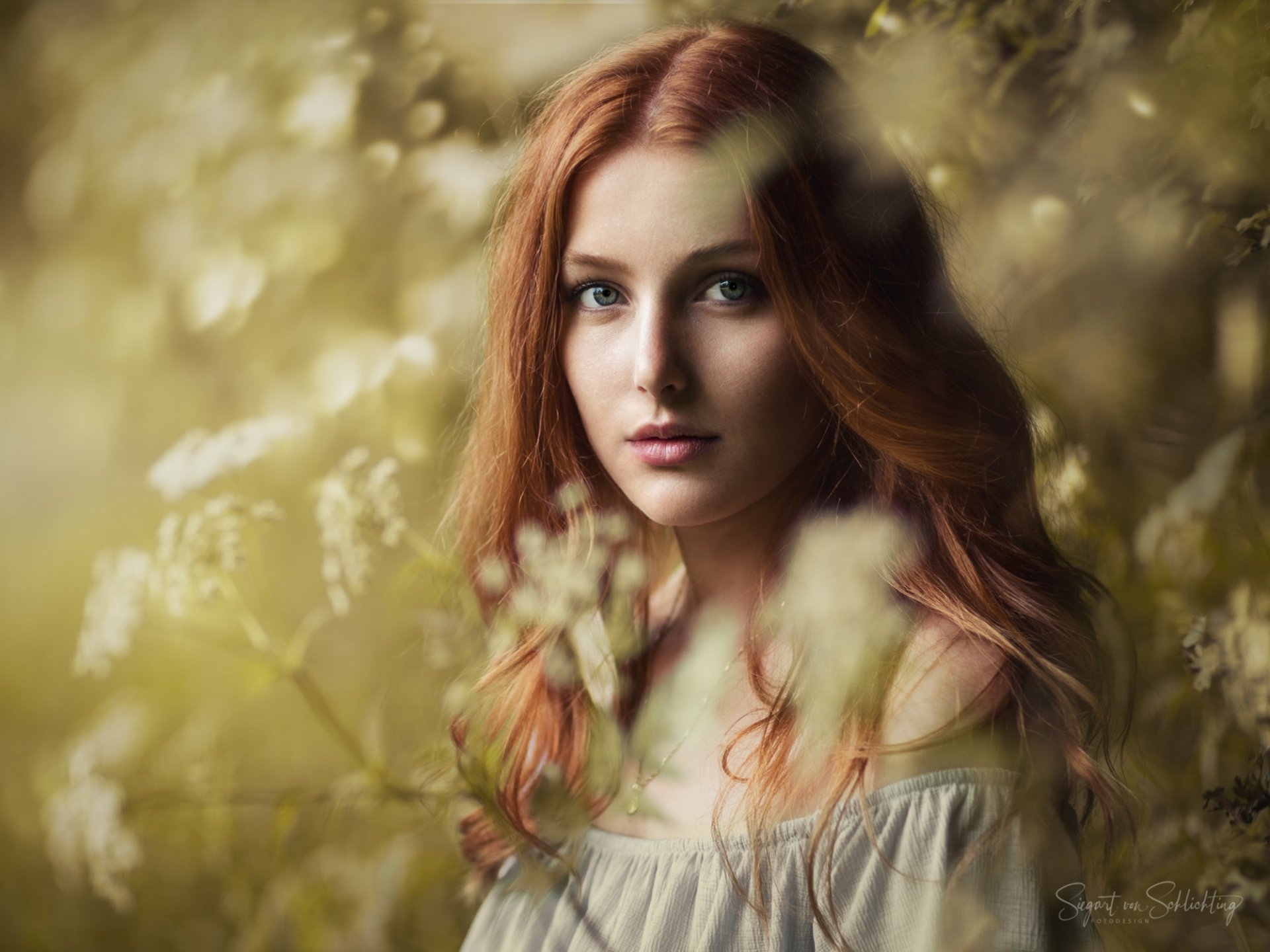Download Blue Eyes Redhead Face Woman Model HD Wallpaper