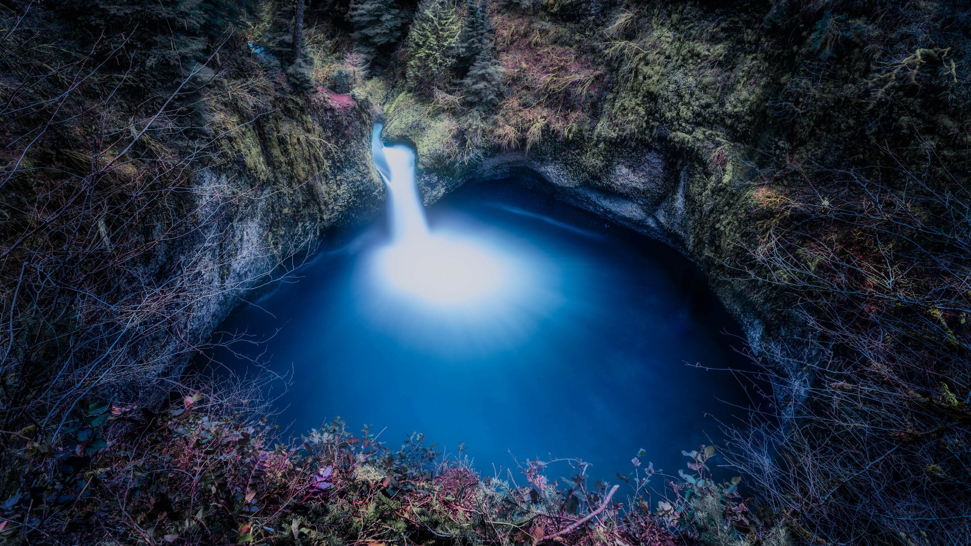 8K Ultra HD Serenity: Majestic Waterfall Embraced by Nature