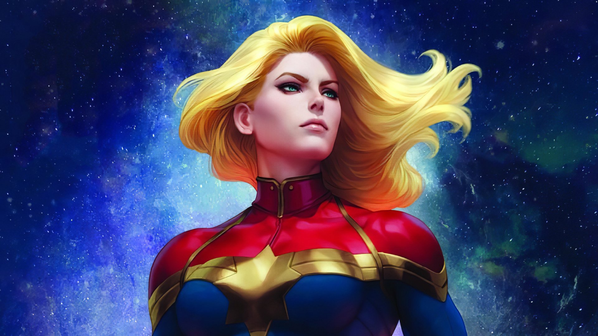 Captain Marvel: Blonde Heroine in Stunning 4K Ultra HD Comic Art