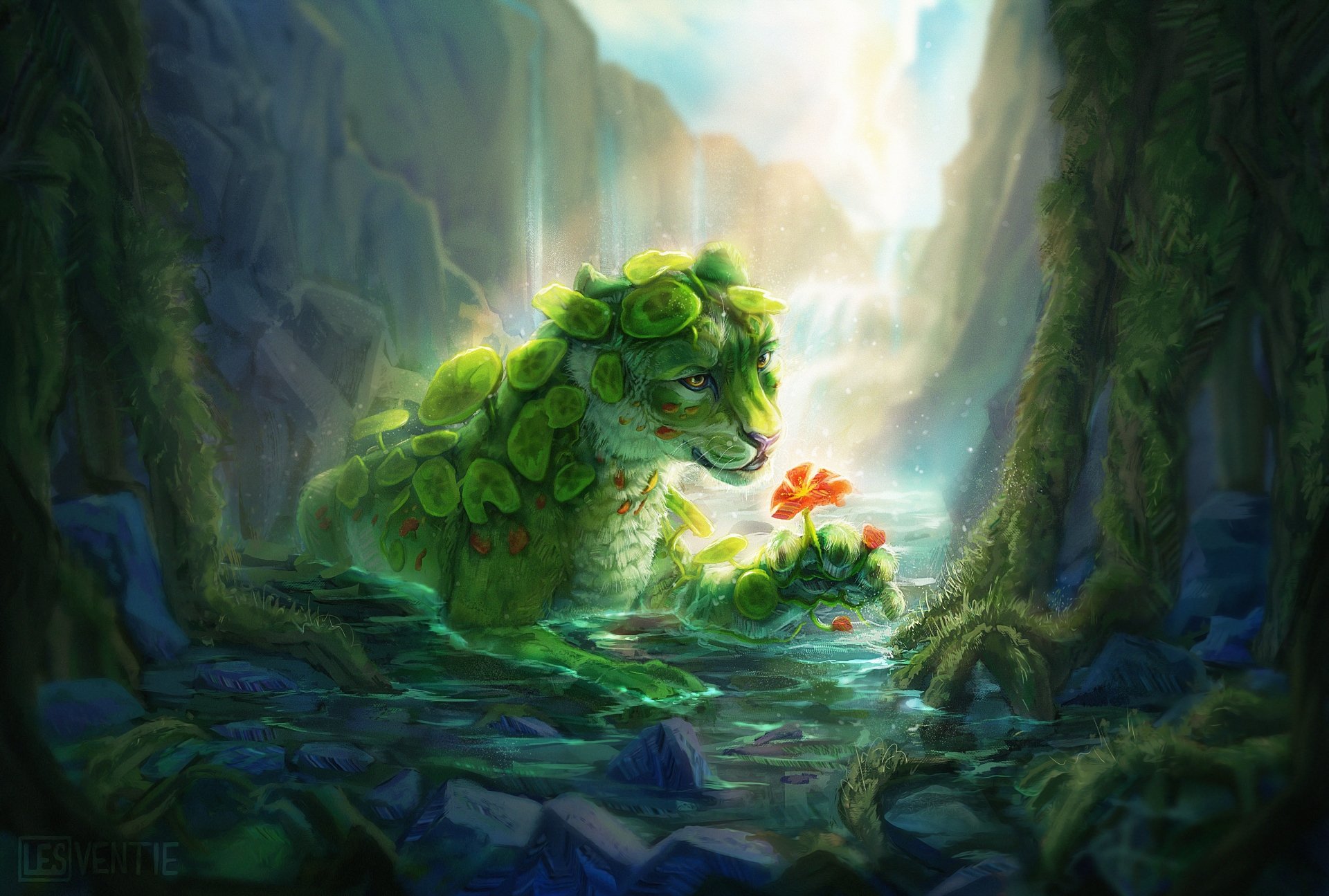 Enchanted Forest Tiger - 4K Ultra HD Fantasy Wallpaper by Lesventie