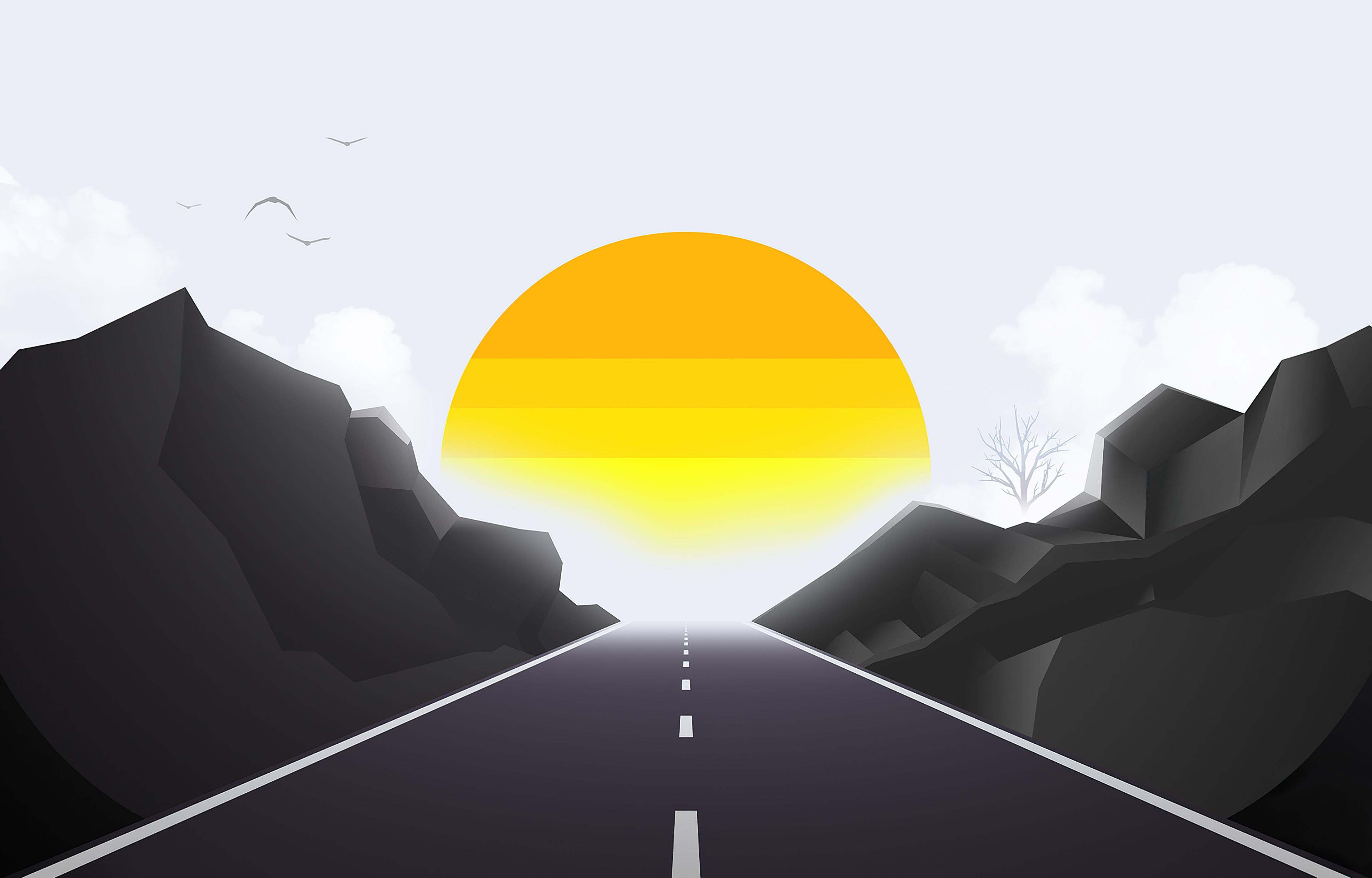 Download Minimalist Sun Road Artistic Sunrise 4k Ultra HD Wallpaper by ...