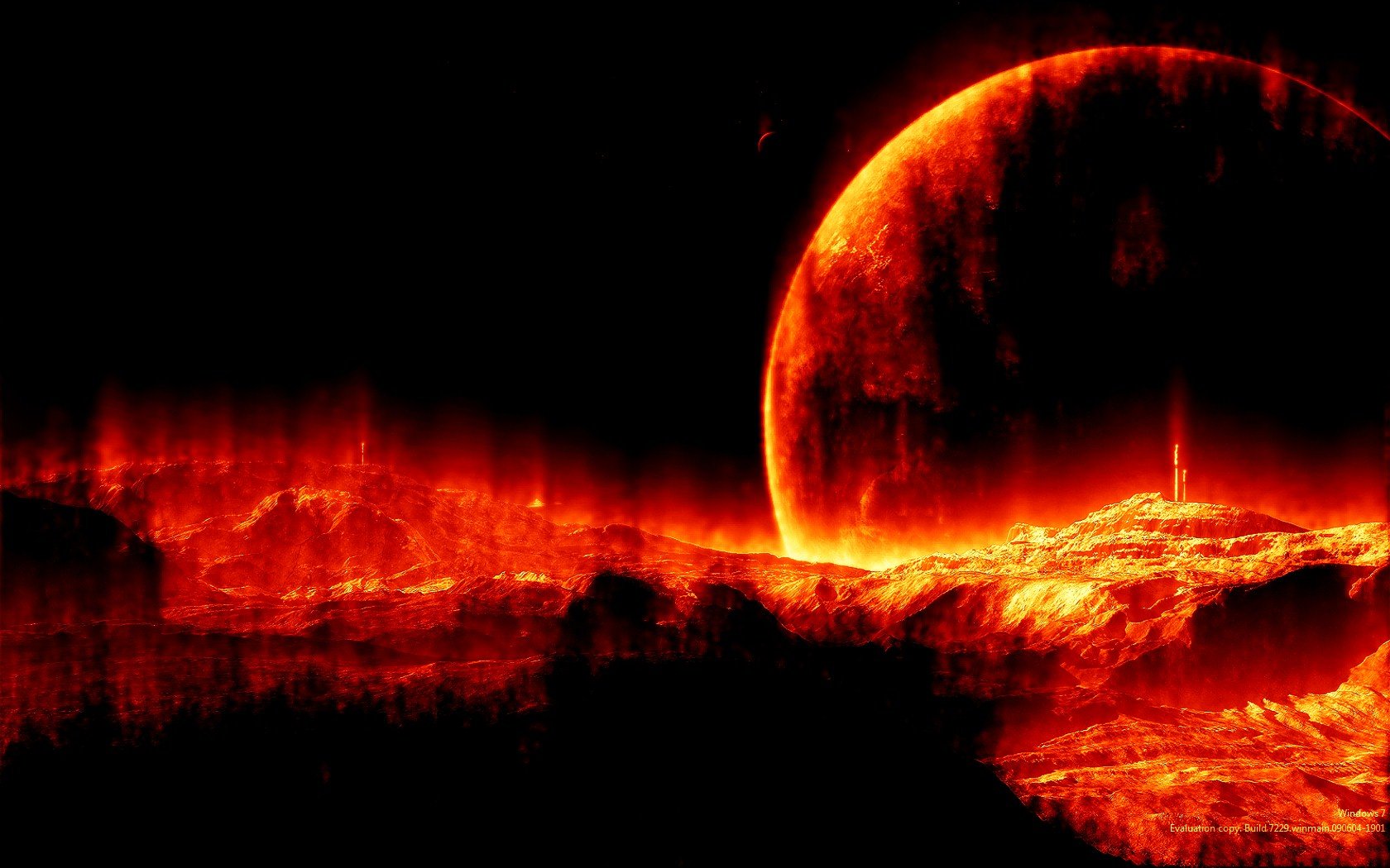 Fiery Moonscape: Artistic HD Cosmic Glow | 1680x1050 | Wallpaper Abyss