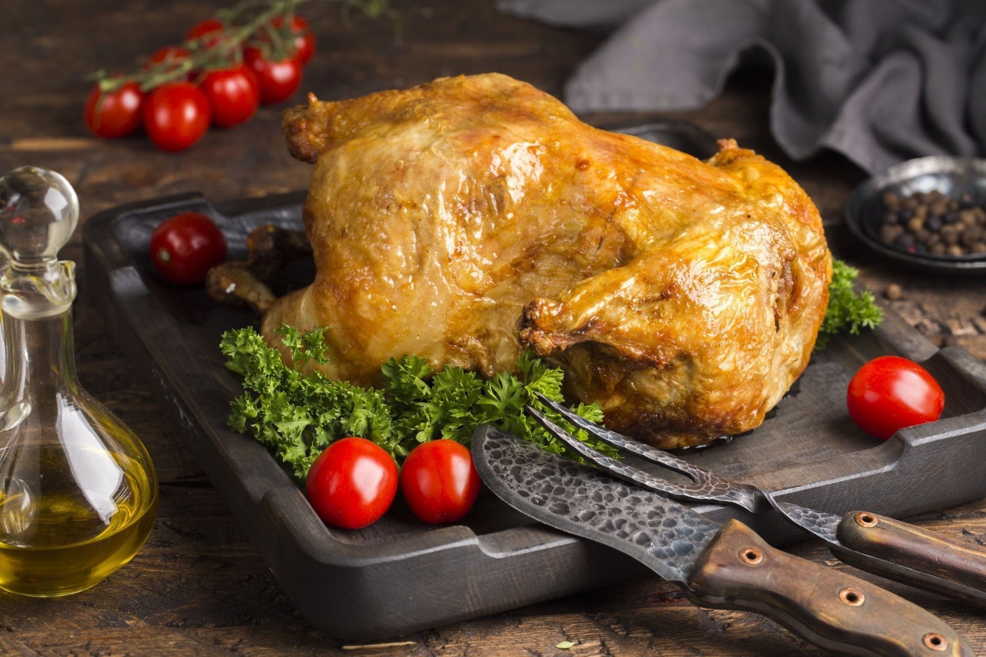 Download Still Life Meat Tomato Food Chicken HD Wallpaper