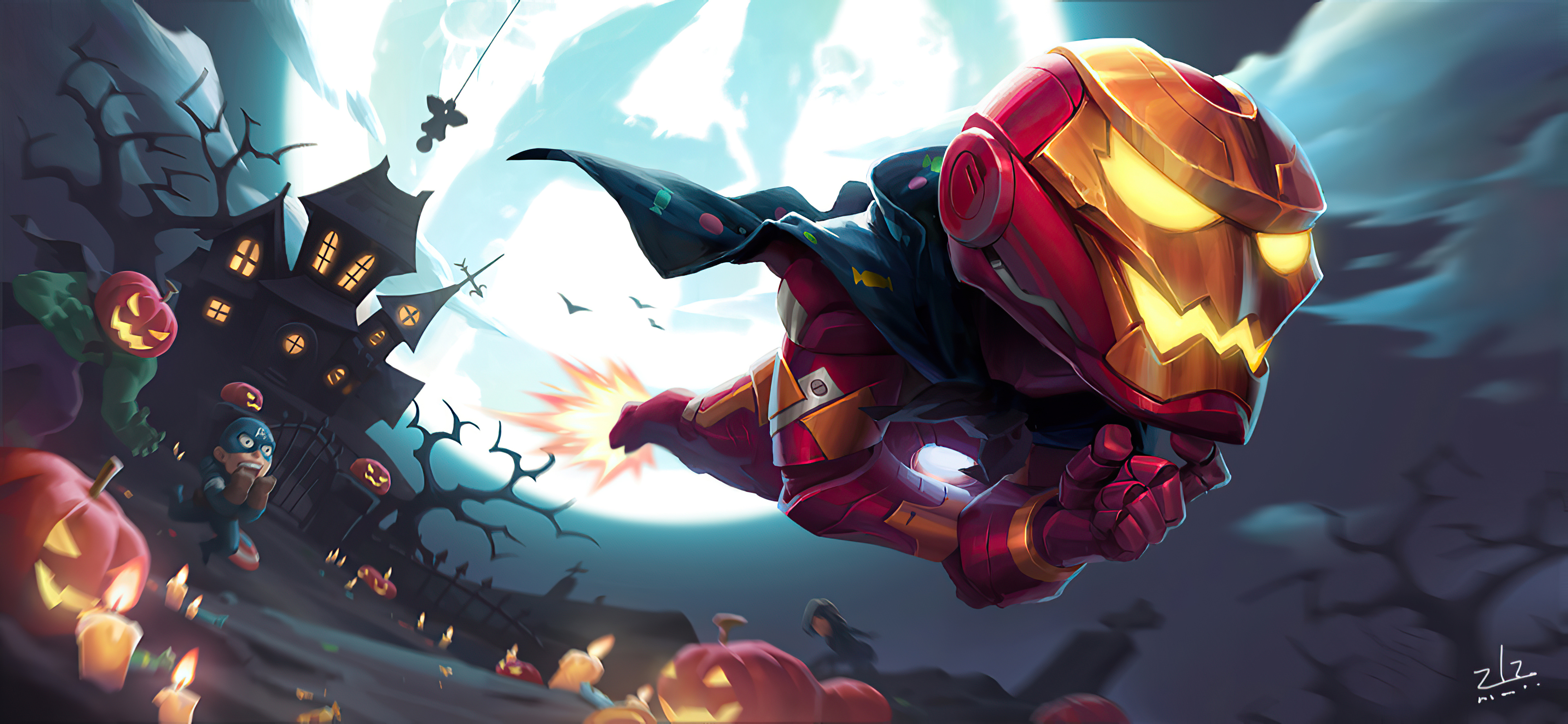Download Halloween Comic Iron Man HD Wallpaper by linzhi zhang