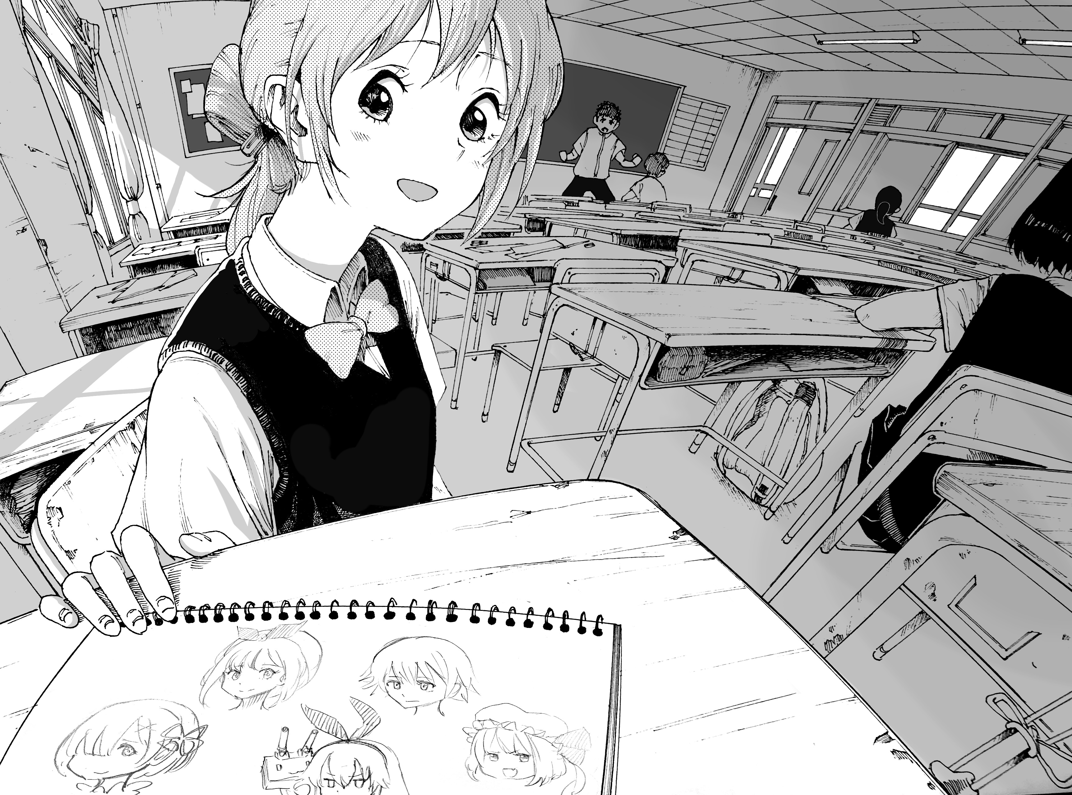 Original Anime Moment: HD Classroom Vibes Wallpaper by omao