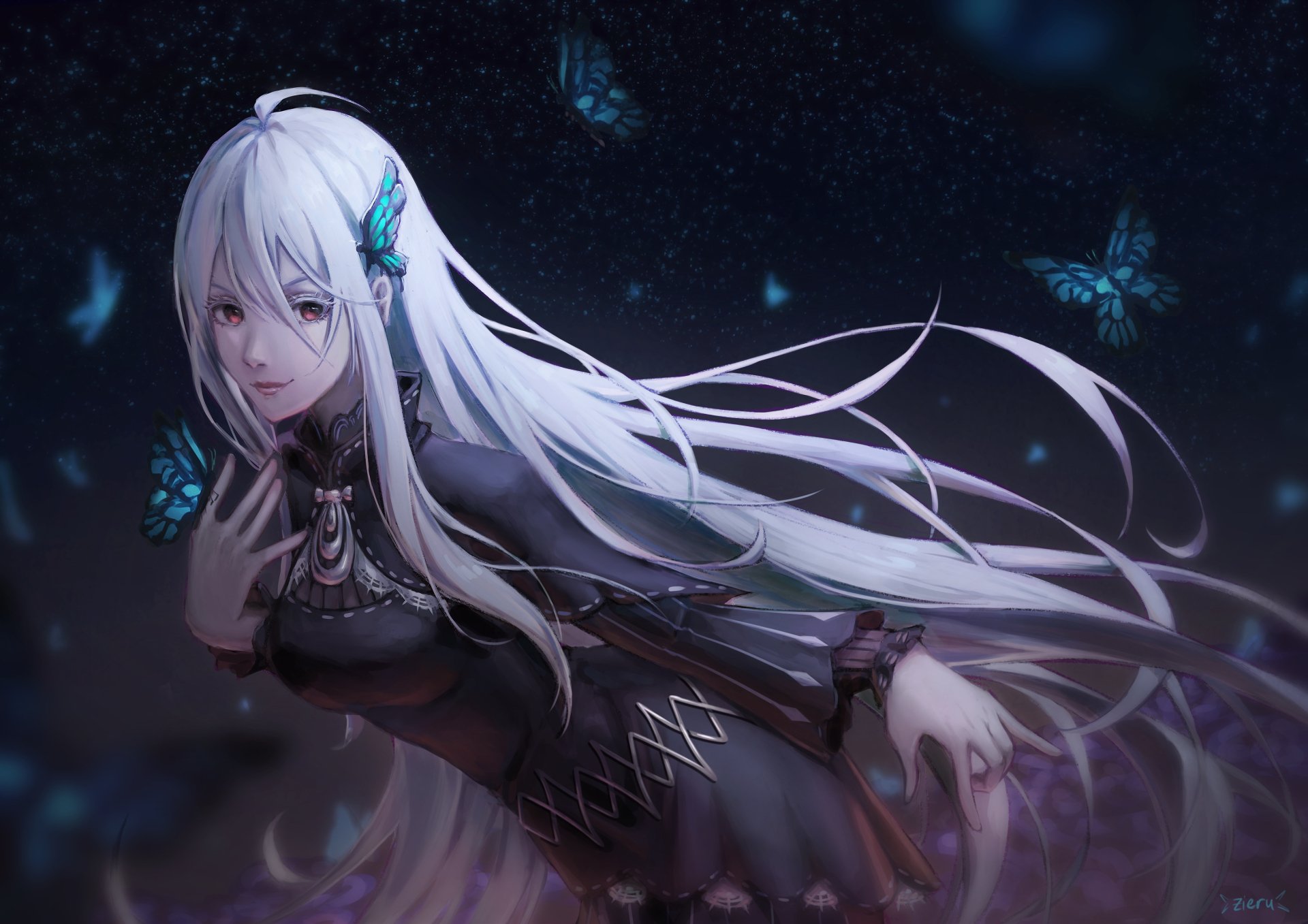 Echidna Anime HD Wallpaper - Re:Zero's White-Haired Beauty by Zieru