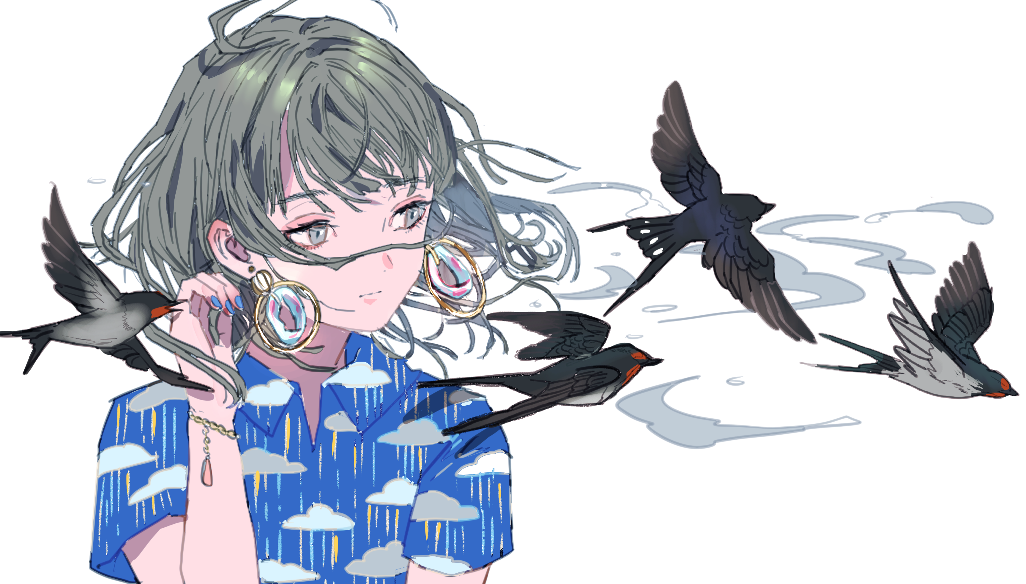 Download Bird Anime Original Anime Bird HD Wallpaper by 淵゛