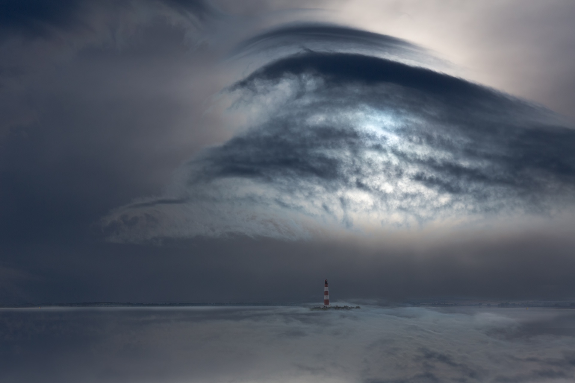 Download Ocean Horizon Cloud Sky Man Made Lighthouse HD Wallpaper