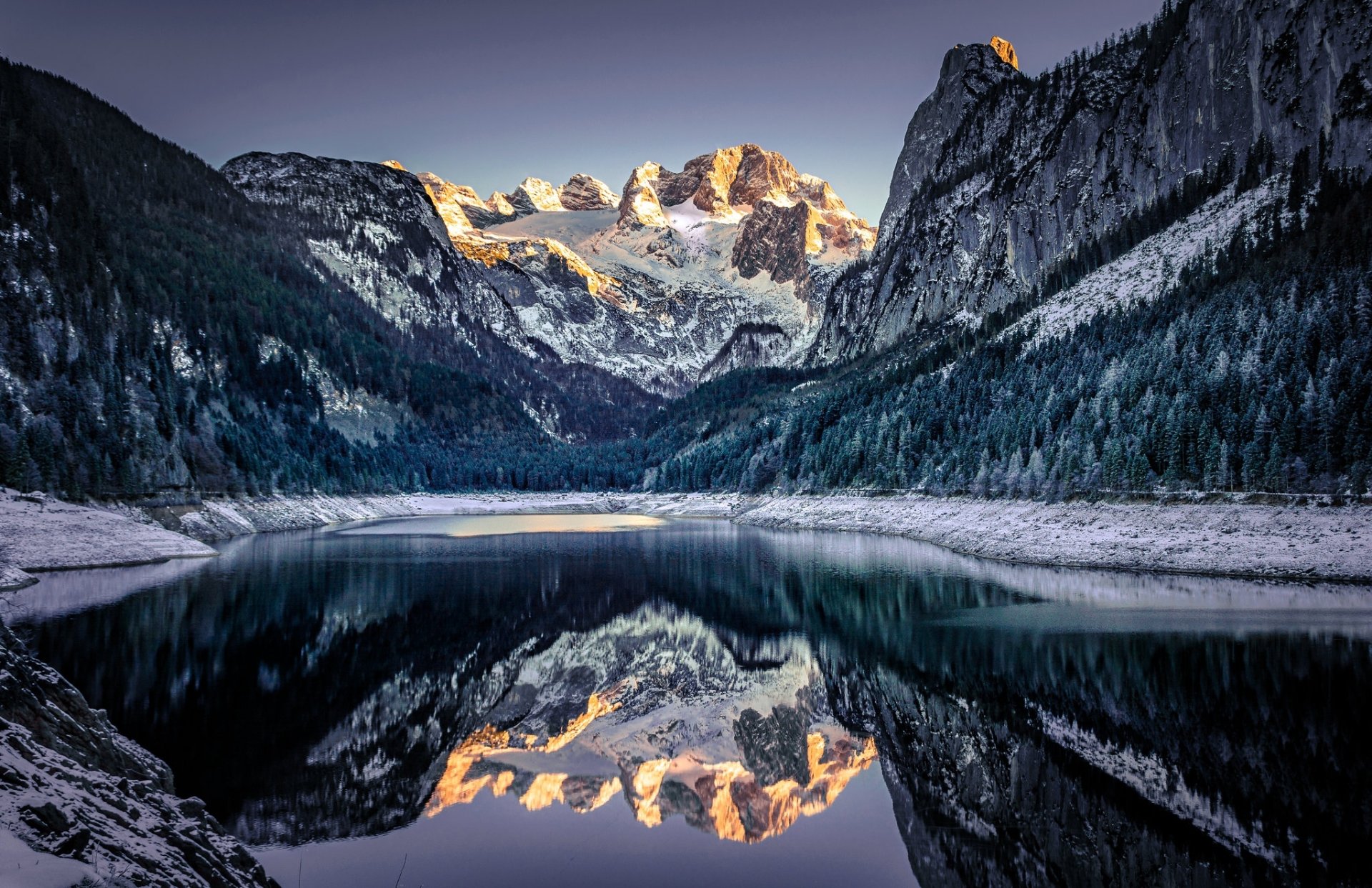 Winter Mountain Reflection HD Wallpaper