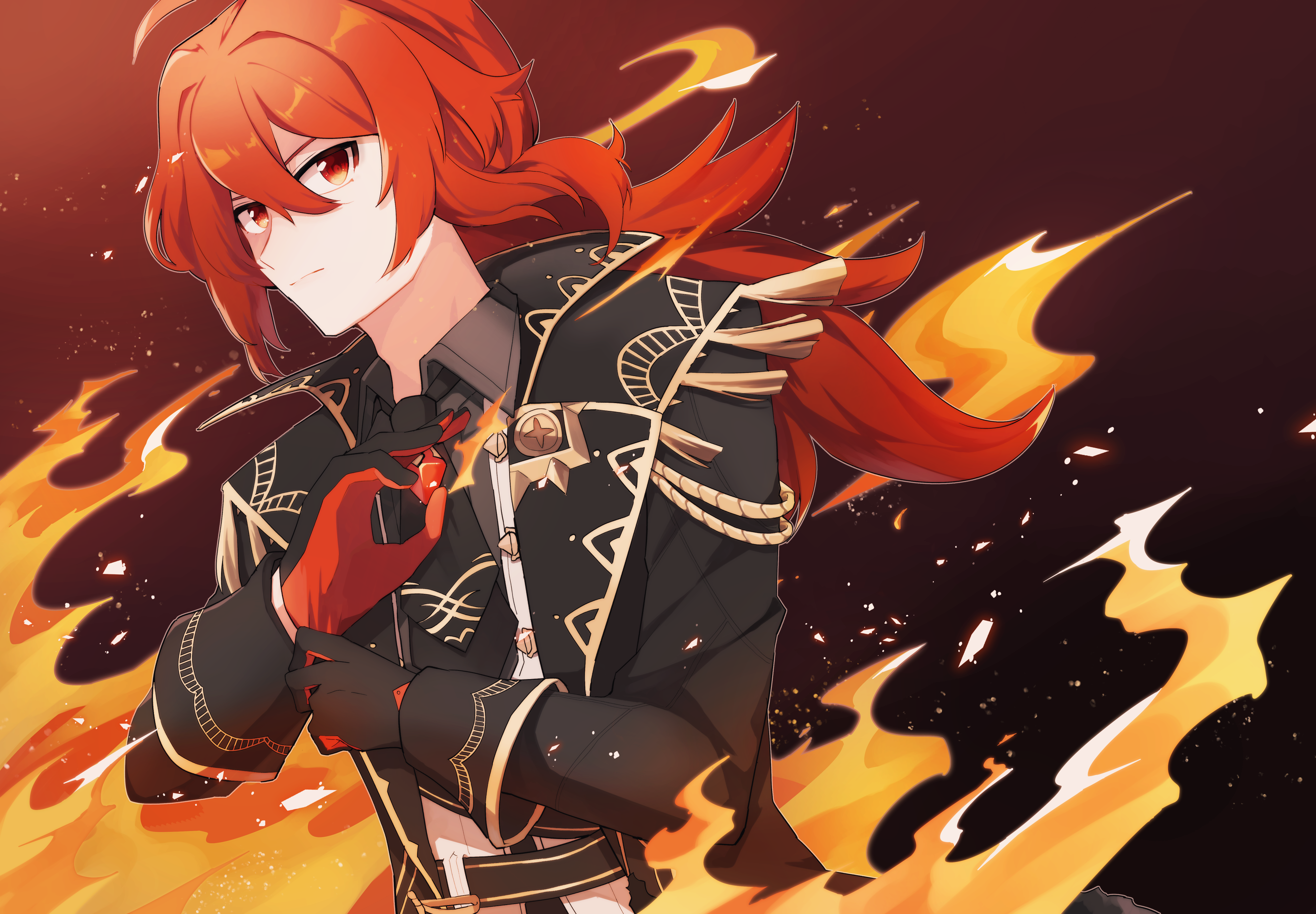 Diluc Digital Art 4k Hd Genshin Impact Wallpapers Hd Wallpapers Id