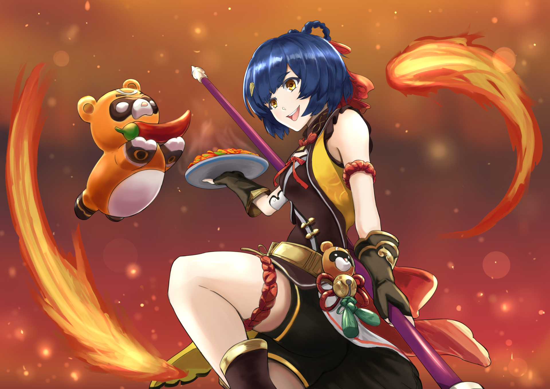 Download Guoba (Genshin Impact) Xiangling (Genshin Impact) Video Game Genshin Impact HD ...