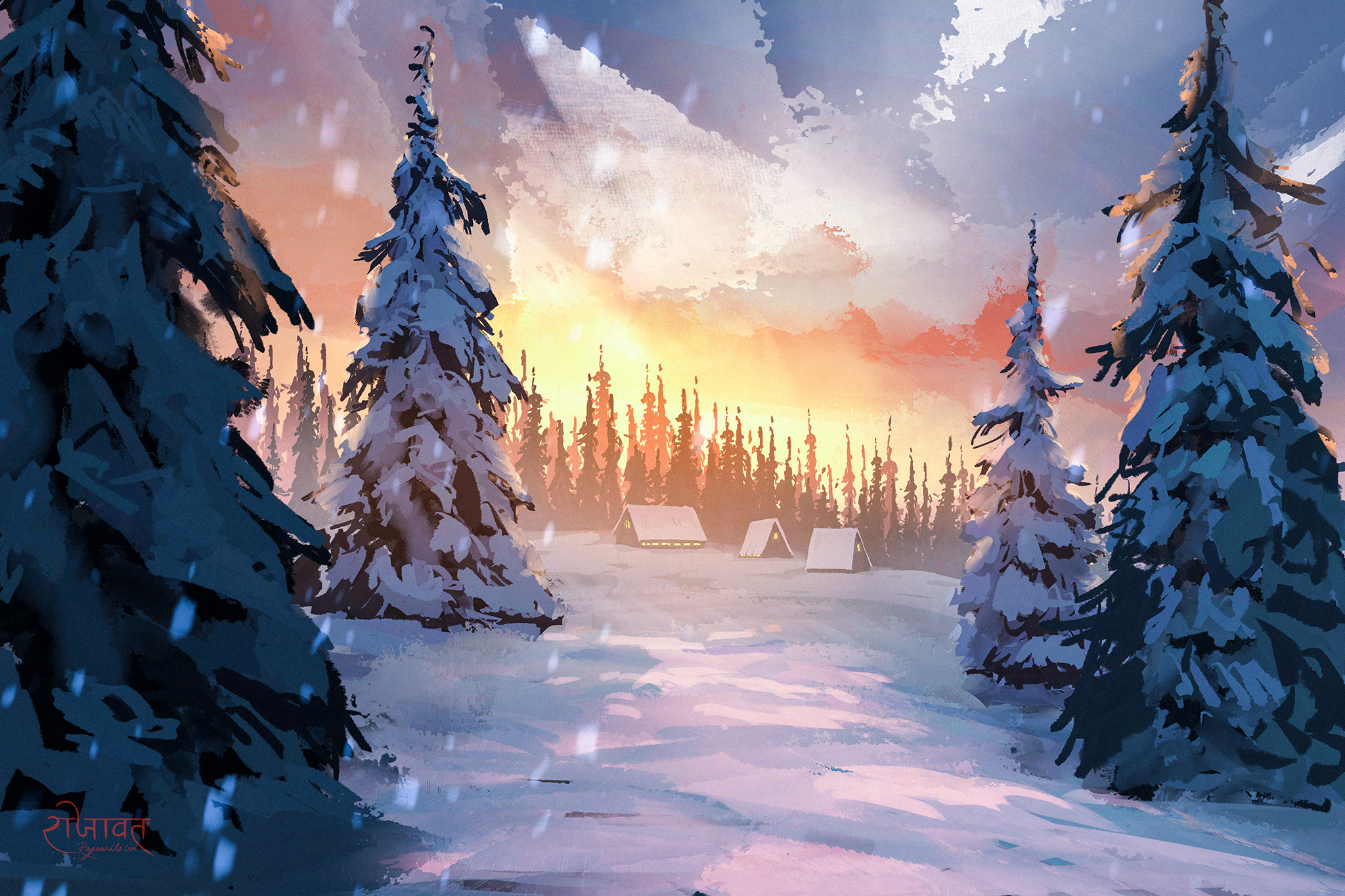 Download Sky Forest Snow Artistic Winter HD Wallpaper by Surendra Rajawat
