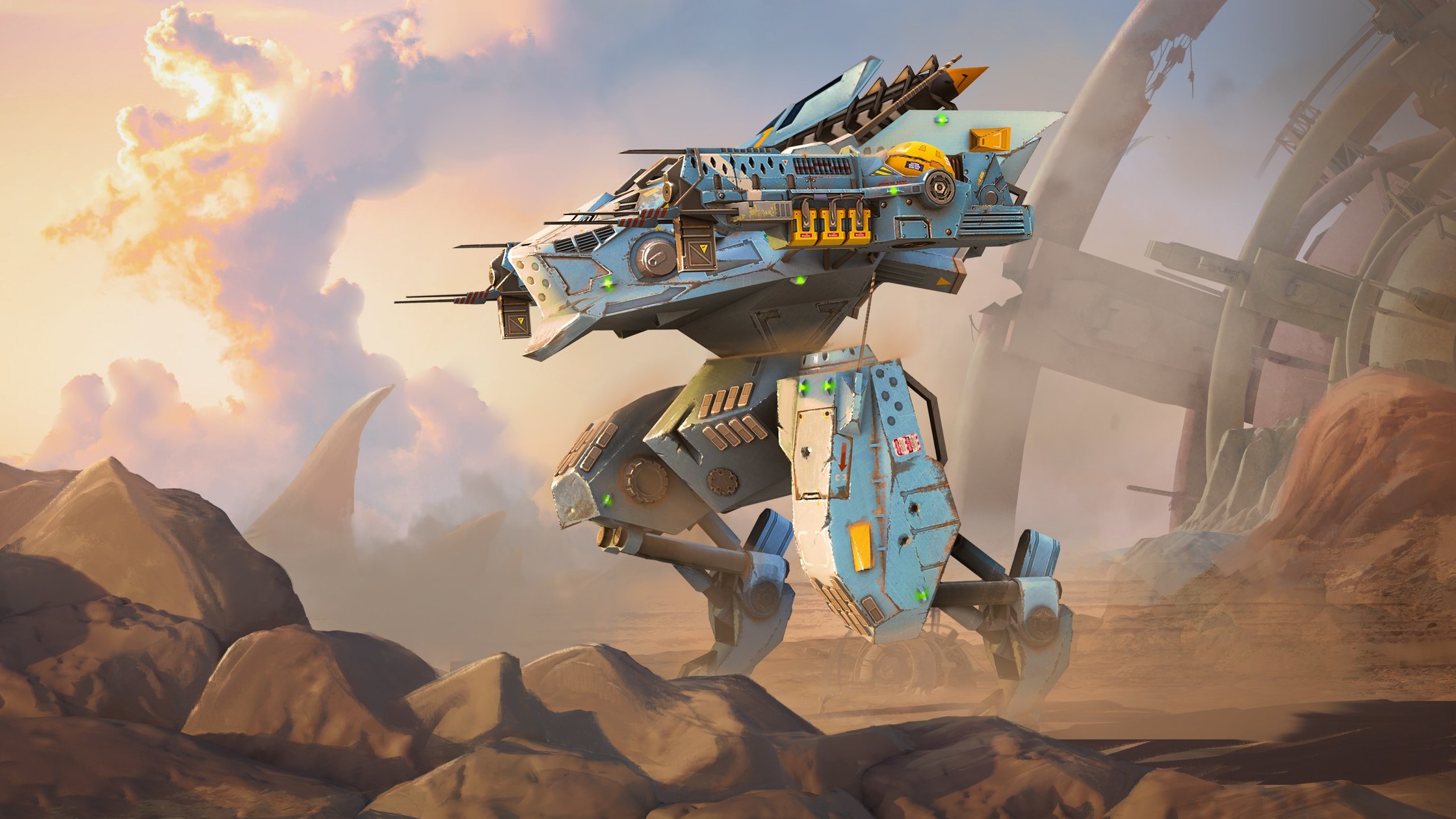Epic War Robot HD Wallpaper - Futuristic Battle Machine Background