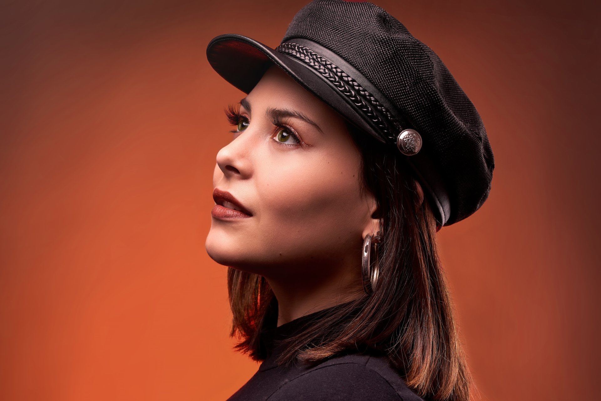 Download Brunette Hat Face Woman Model 4k Ultra HD Wallpaper ...