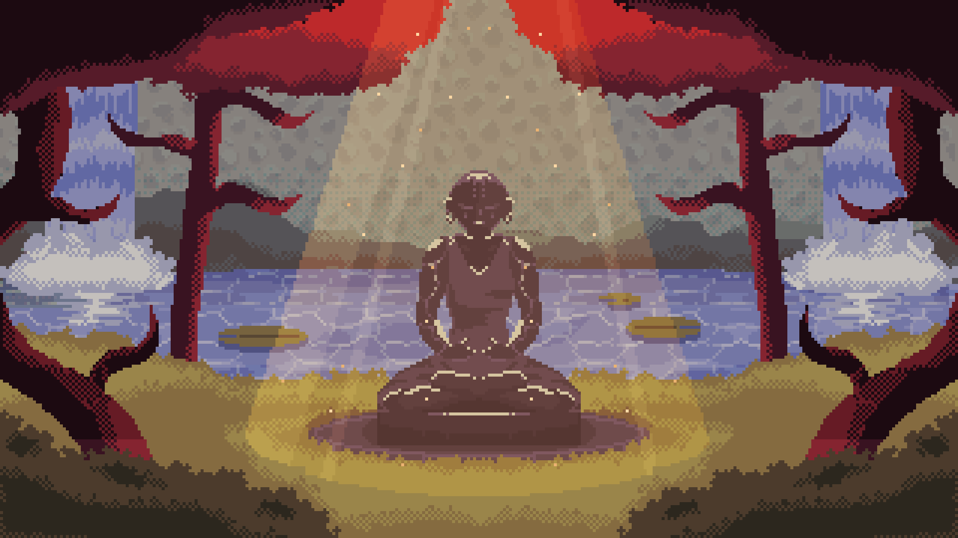 Pixel Serenity: Artistic HD Wallpaper of Meditative Tranquility