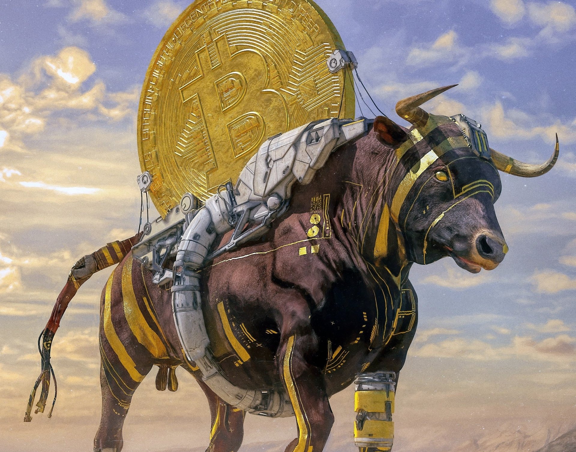 Download Cryptocurrency Coin Bull Currency Technology Bitcoin HD Wallpaper