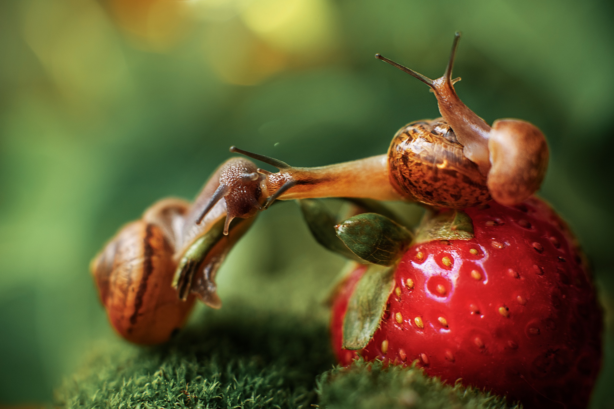 Download Berry Strawberry Macro Animal Snail HD Wallpaper