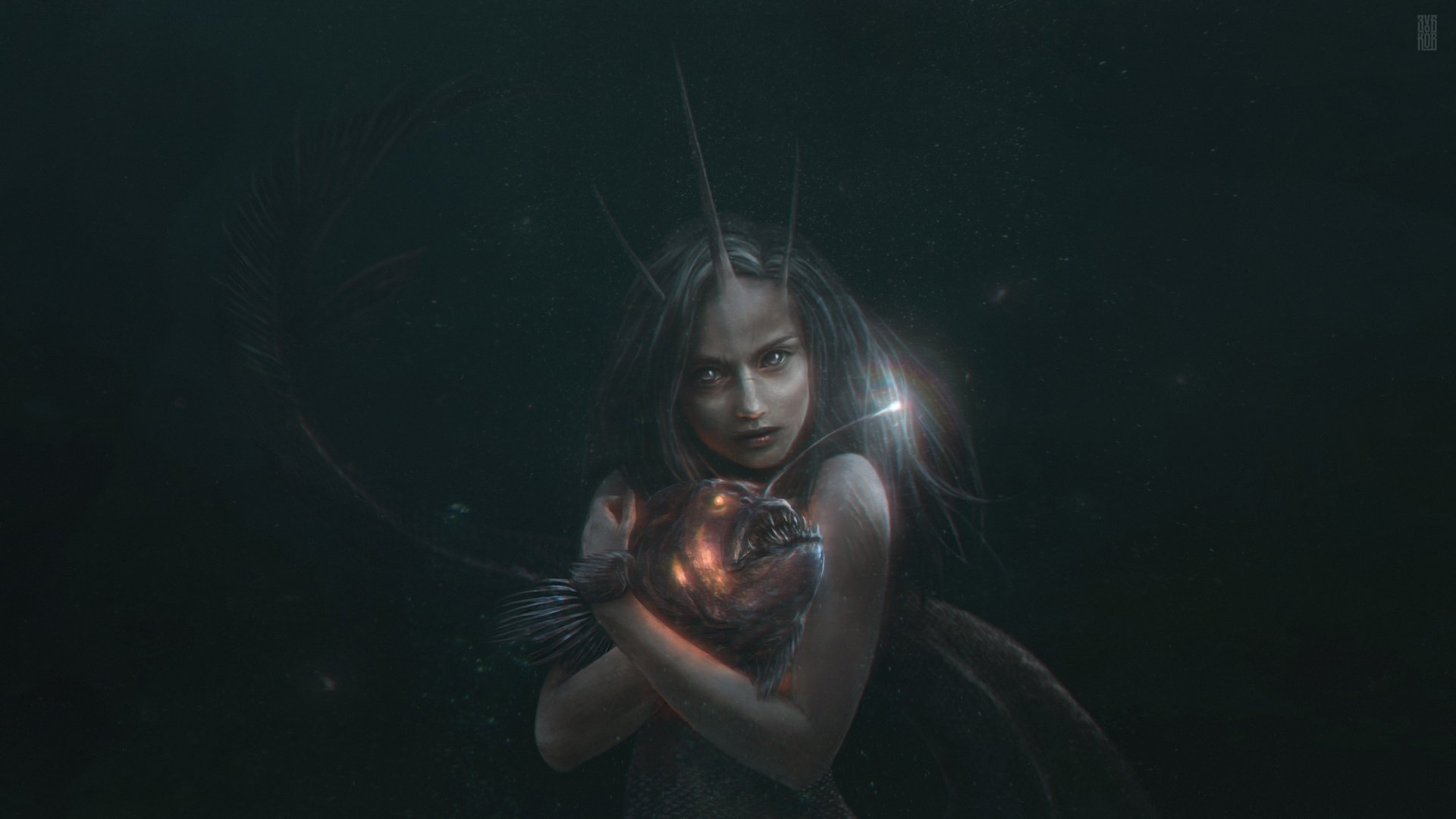 Download Anglerfish Fantasy Mermaid HD Wallpaper