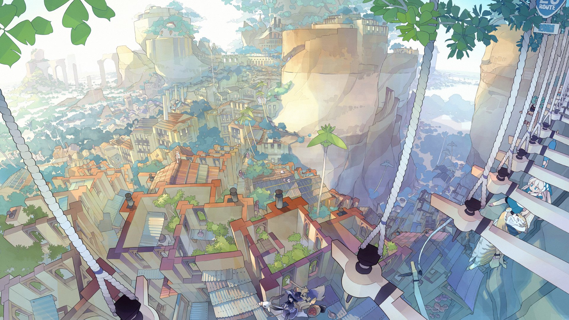 Vibrant Anime Cityscape HD – A Stunning Urban Fantasy Wallpaper by さしみん ...